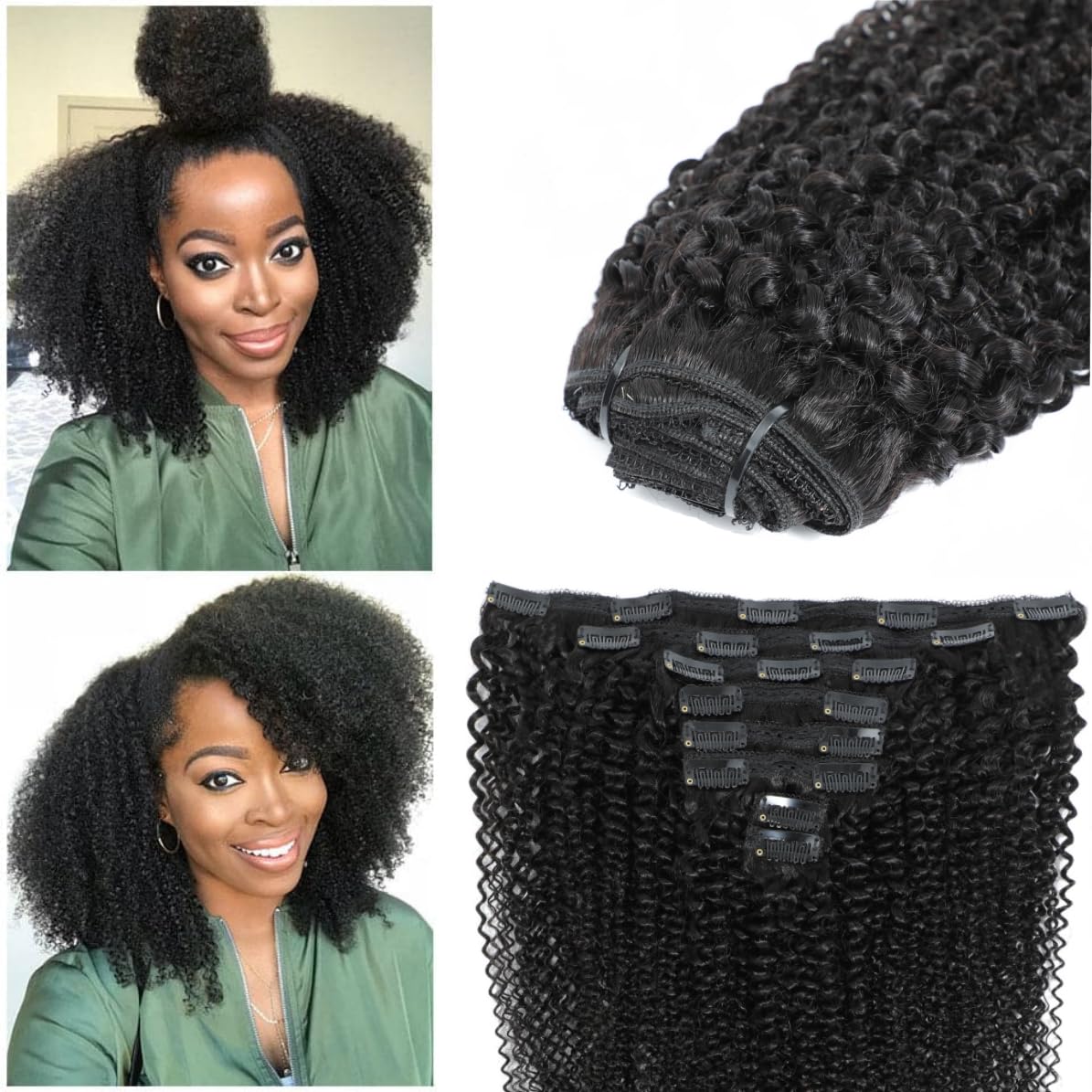 Amazon.com : Lumiere Clip In Hair Extensions 4B 4C Afro Curly Clip Ins ...