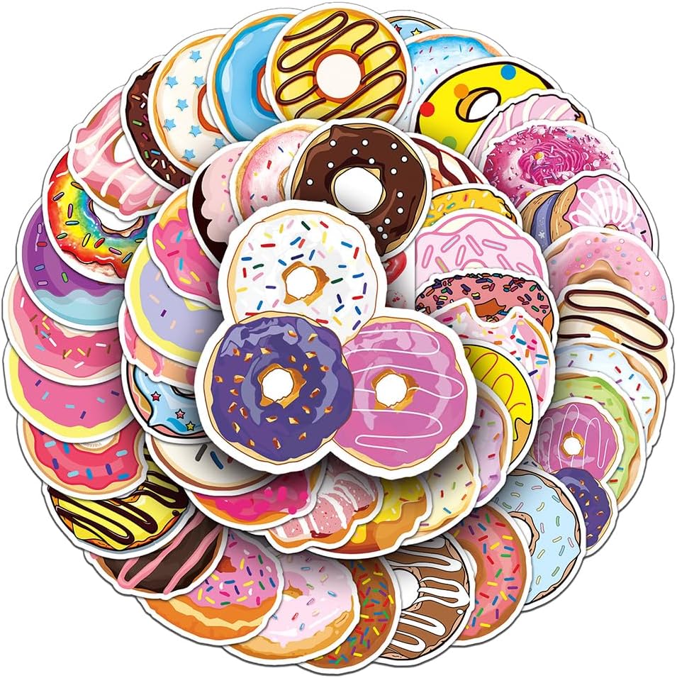 Amazon.com: Doughnut Vinyl Stickers for Teens Boy Girls Kids|50 Pcs ...