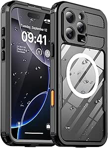 Amazon.com: for iPhone 16 Pro Waterproof Case, with Built-in Screen Protector Dustproof ...