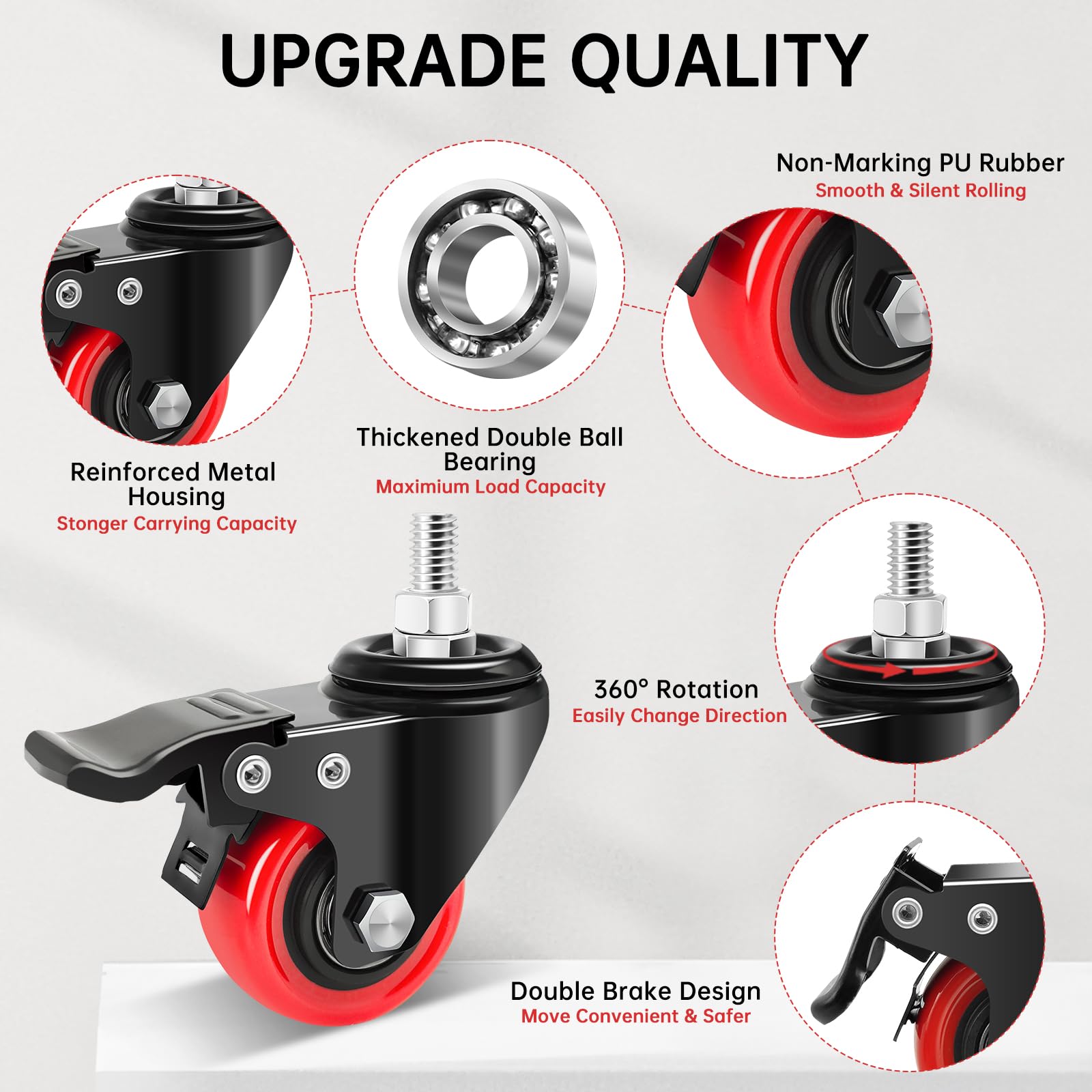 Snapklik.com : Nefish Stem Caster Wheels 2 Inch, 8 Pack, Heavy Duty ...