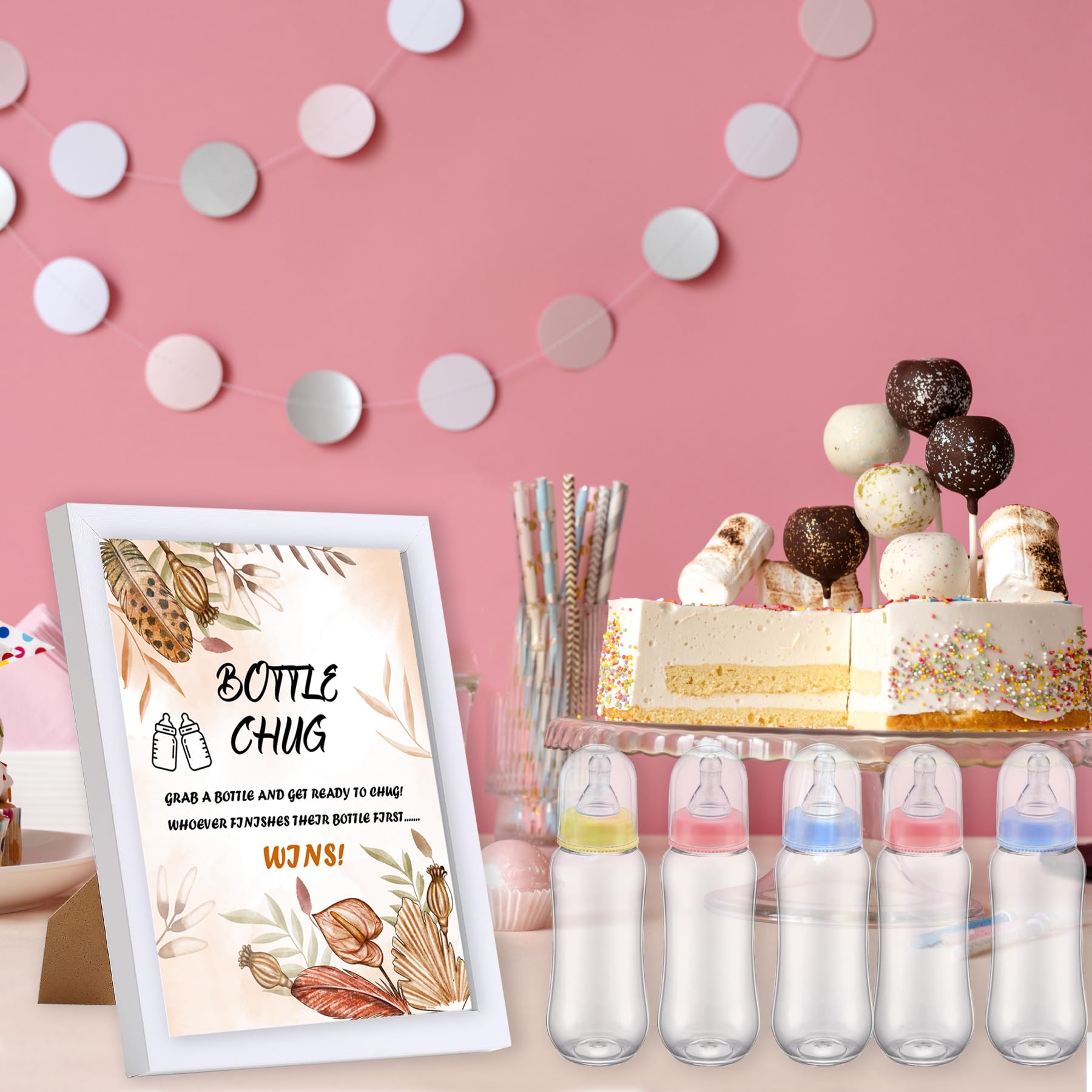 Baby Bottle Chugging Game Baby Shower MDF Bottle Chug Sign 12 Pcs Bulk ...