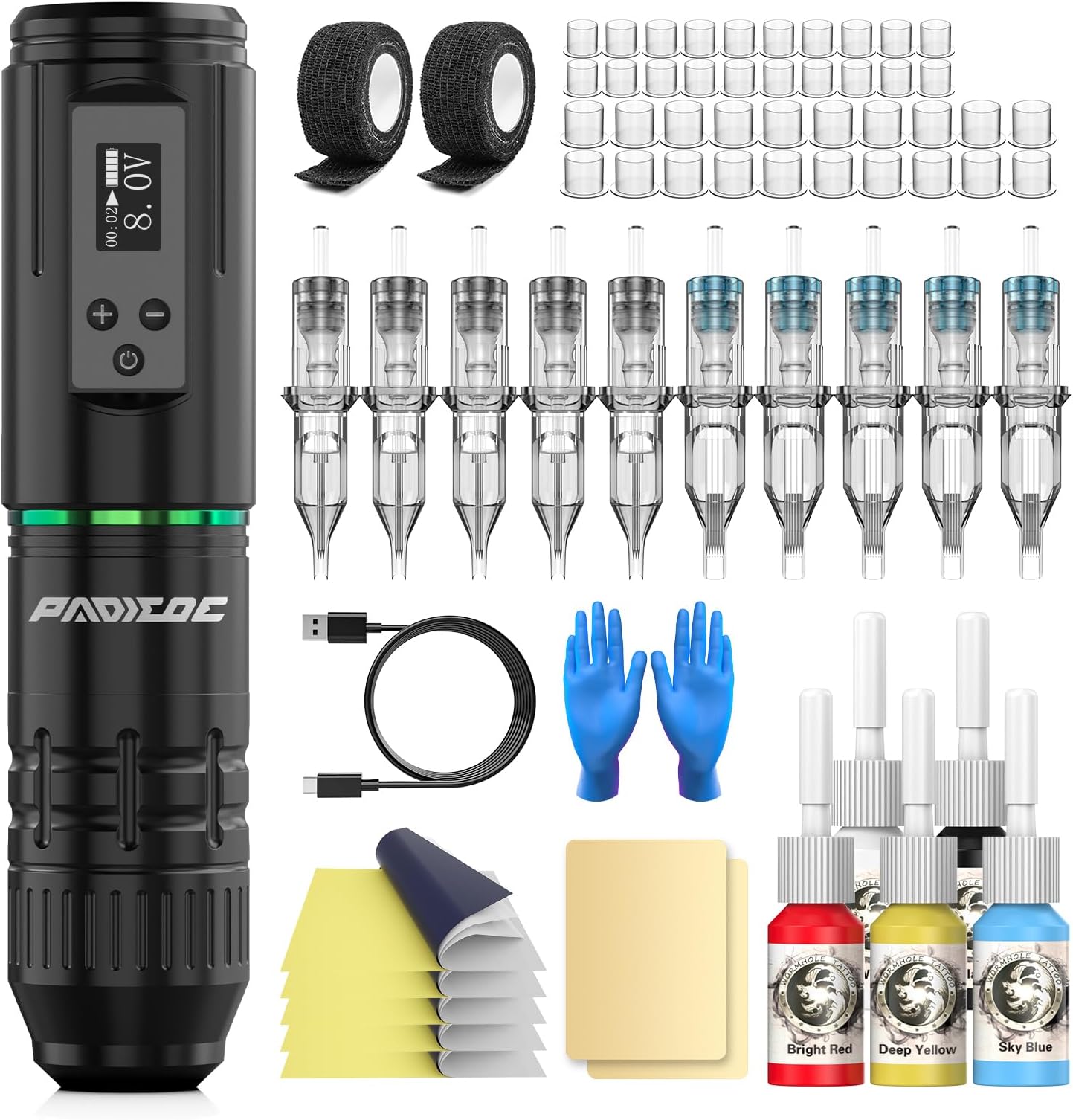 Amazon.com: Padieoe Tattoo Gun Kit, Tattoo Kit Wireless Tattoo Machine ...