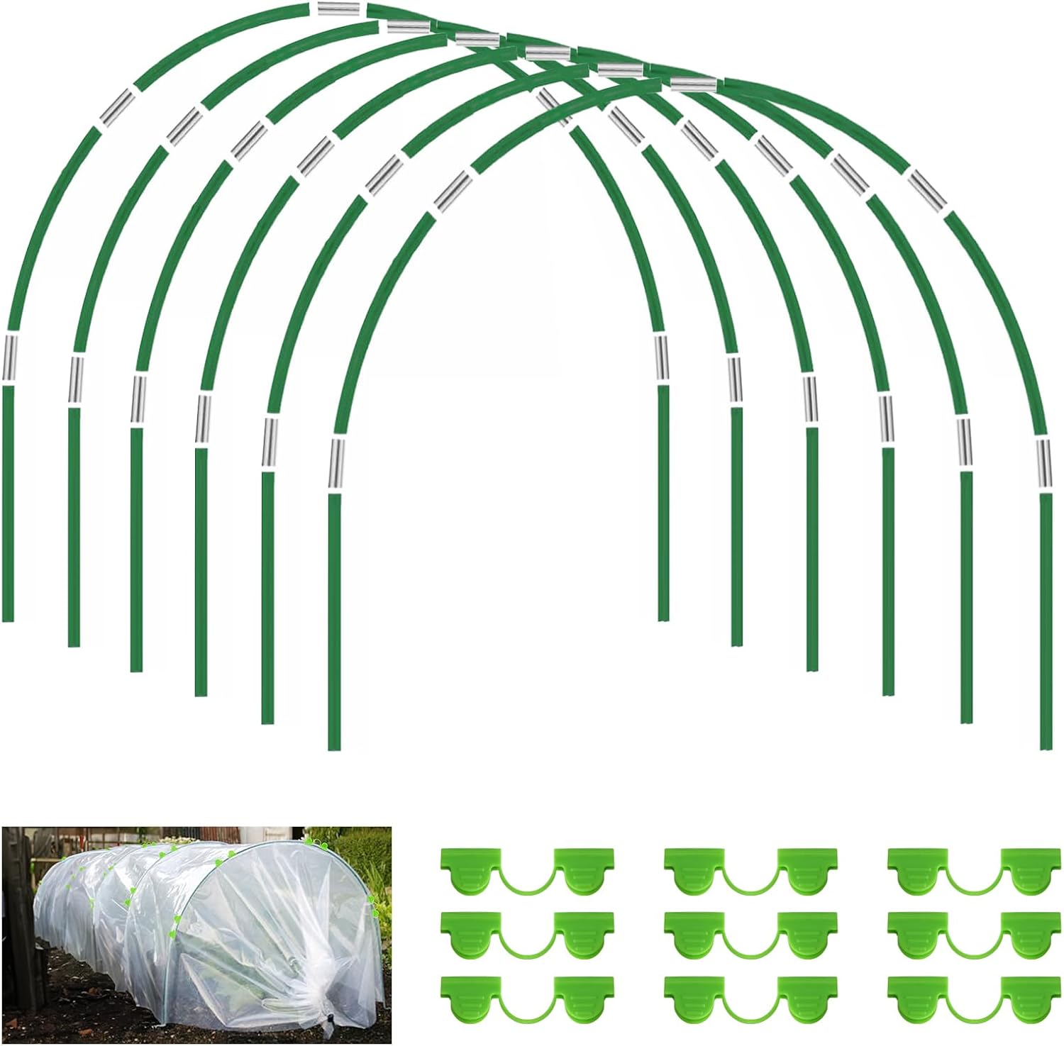 Amazon.com : Greenhouse Hoops Grow Tunnel 6 Sets of 8FT Long Garden ...