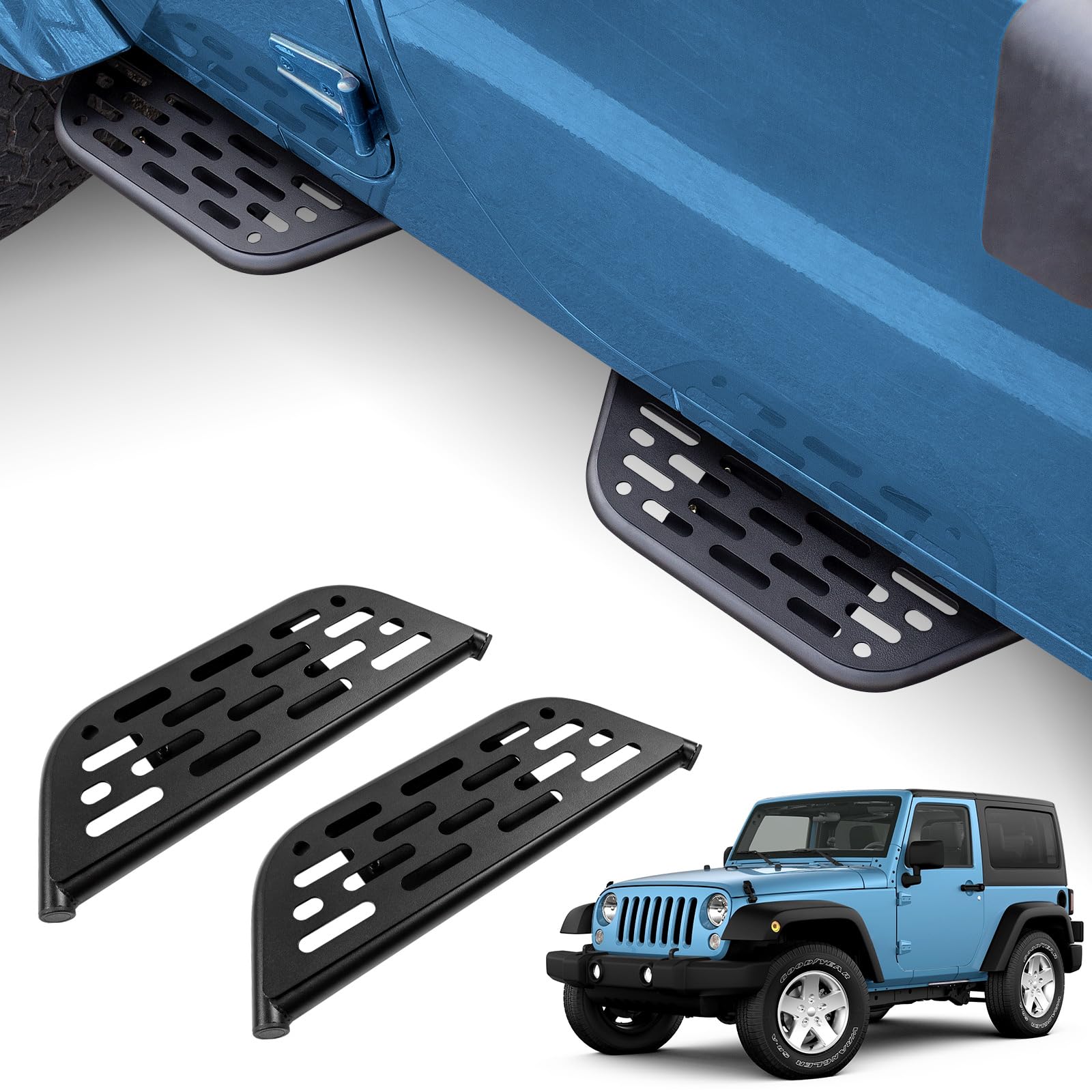 Utiiy for 2007-2018 Jeep Wrangler JK Front Door Running Boards 2/4 Door ...