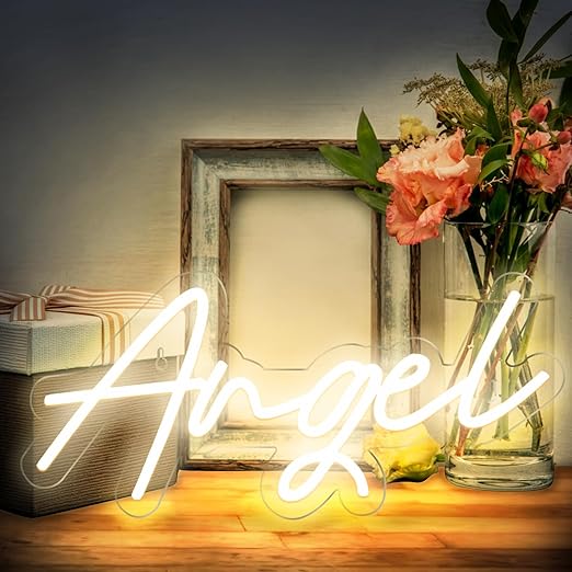 jklitio Angel Neon Sign Light - Warm White LED Neon Sign for Wall Decor ...