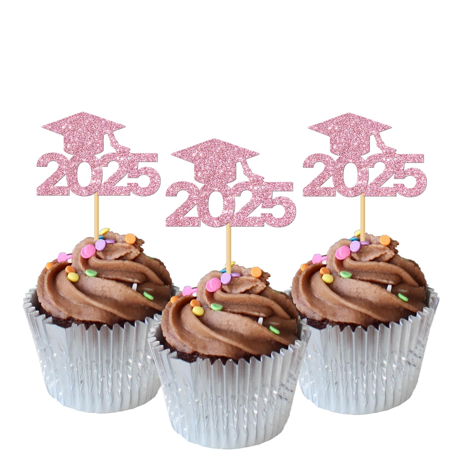 Amazon.com: Class of 2025 Cupcake Toppers for Girl / 2025 Graduation ...