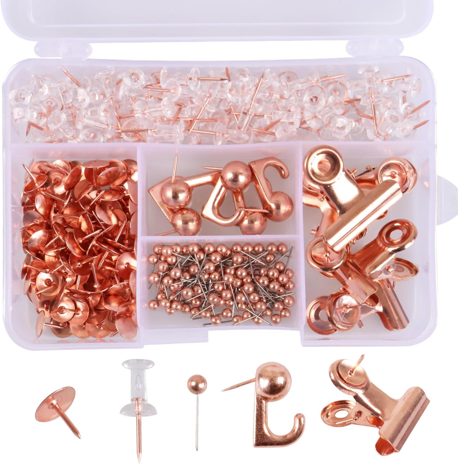 Amazon.com: JAM PAPER Colorful Push Pins - Rose Gold Pushpins - 100 ...