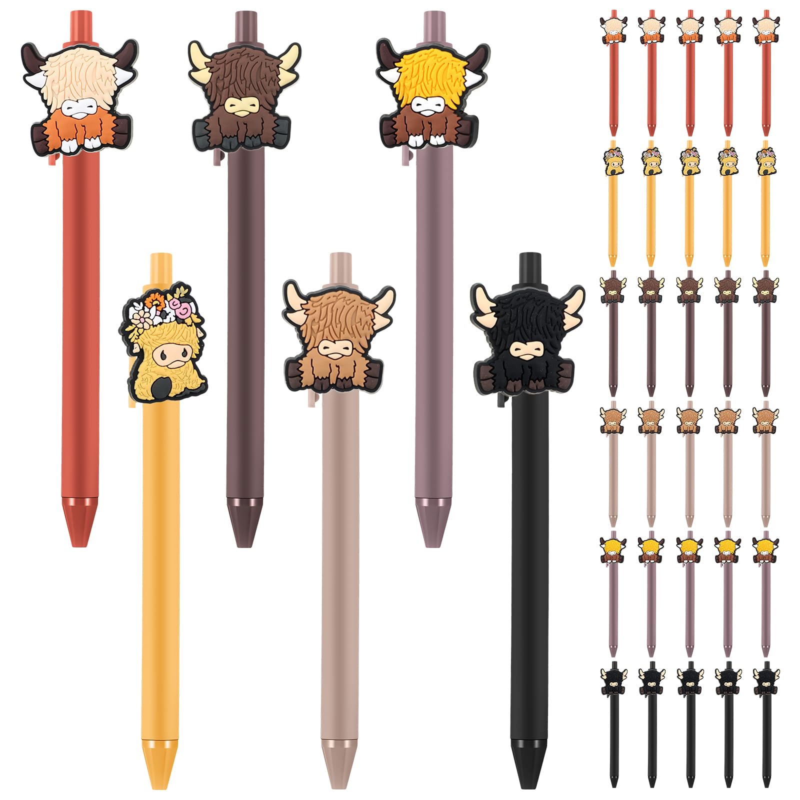 Amazon.com : Spakon 30 Pcs Highland Cow Pens with Cow Figurines Cow ...