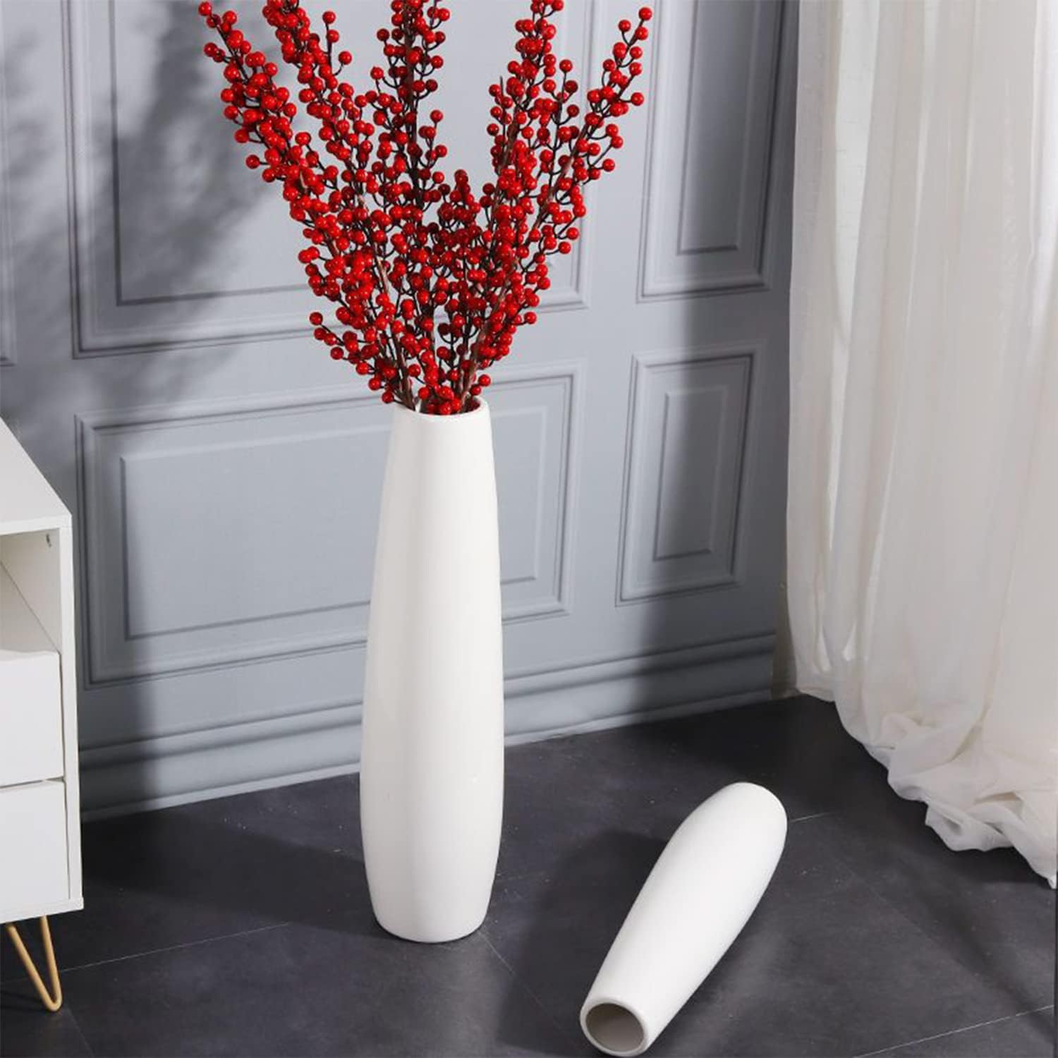 Jarrón de cerámica blanca de 28 pulgadas de alto, jarrones grandes ...