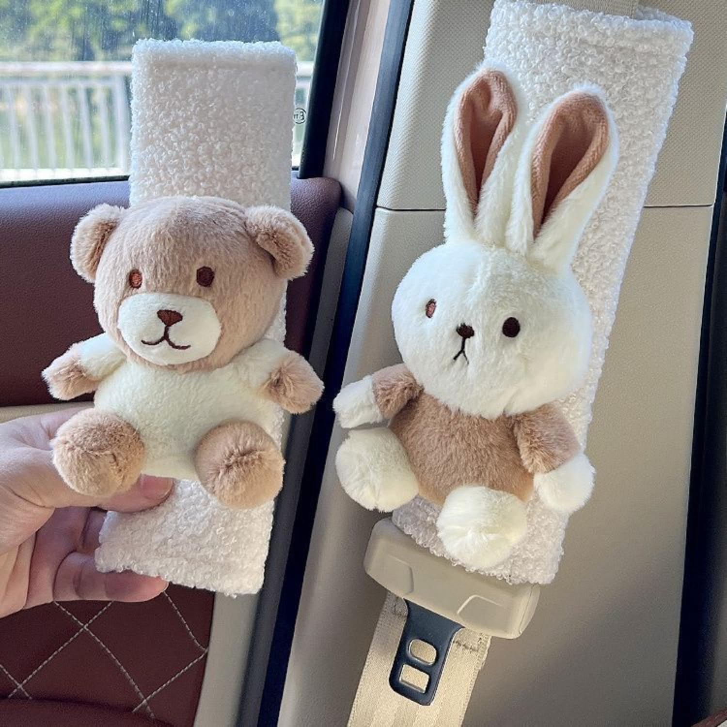 Amazon.com: 2/4 PCS Bear Car Seat Belt Covers, Cute Bear Bunny Seat Belt Cover Pad, Seatbelt ...