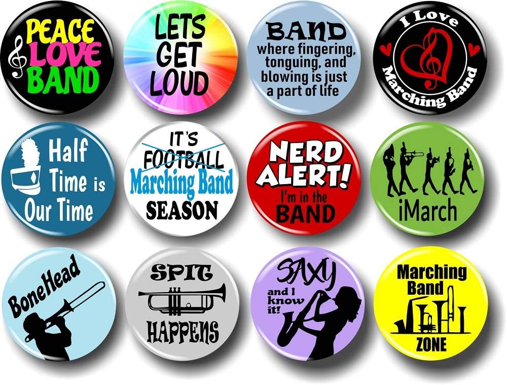 Amazon.com: Marching Band Buttons Pins 1.25" Set of 12 Shirt Hat ...