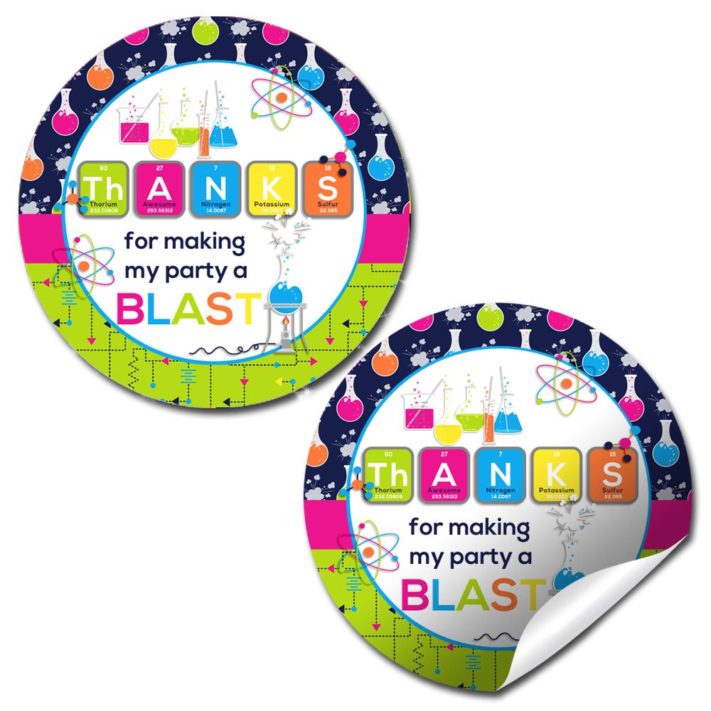 Amazon.com: Science Birthday Party Sticker Labels, 40 2" Party Circle ...