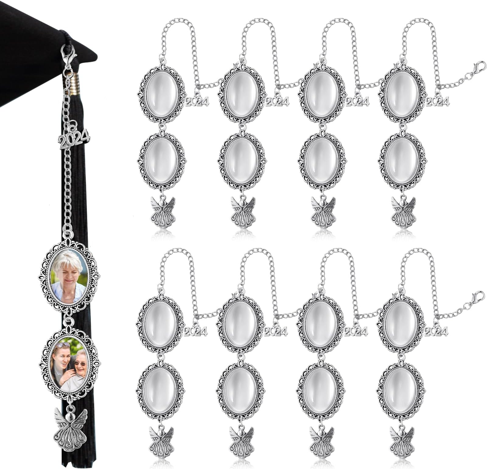 Amazon.com: Sureio 8 Pcs Graduation Cap Memorial Photo Charm Tassel ...