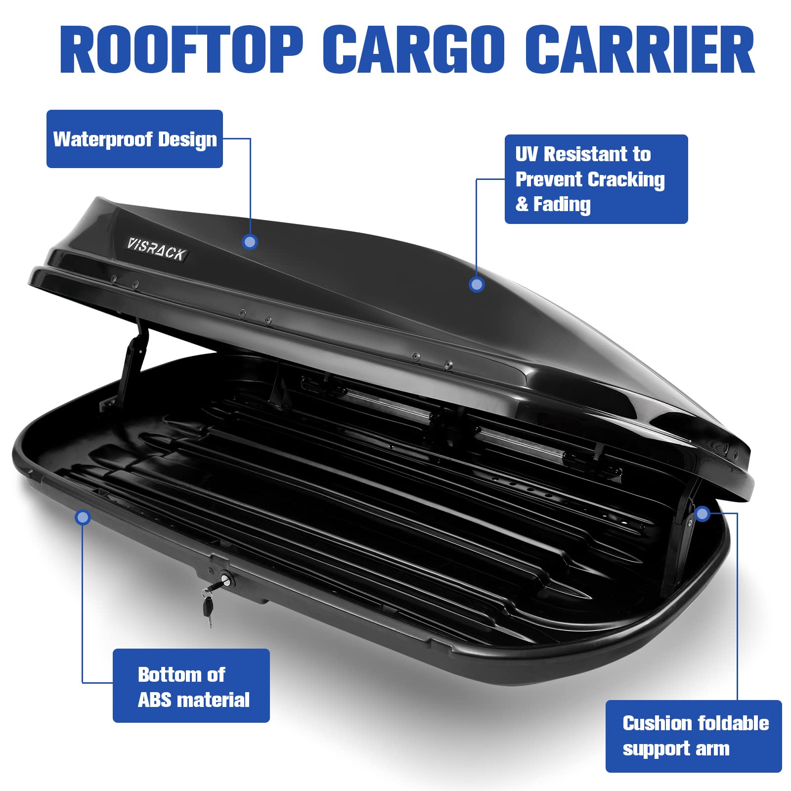Heavy-Duty Rooftop Cargo Box, Weather-Resistant Hard-Shell Roof Storage ...