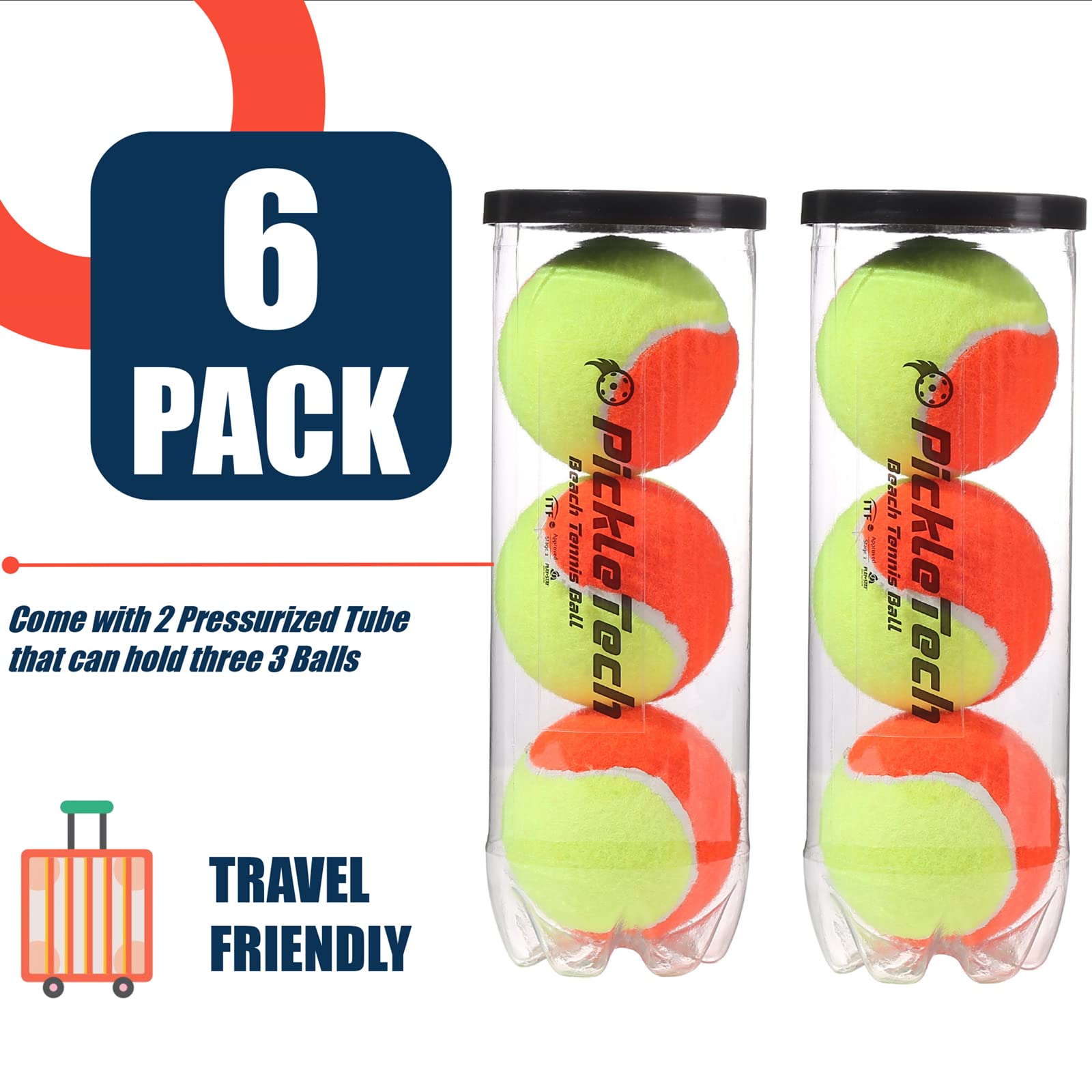 Snapklik.com : PICKLETECH 50% Low Compression Orange Tennis Balls For ...