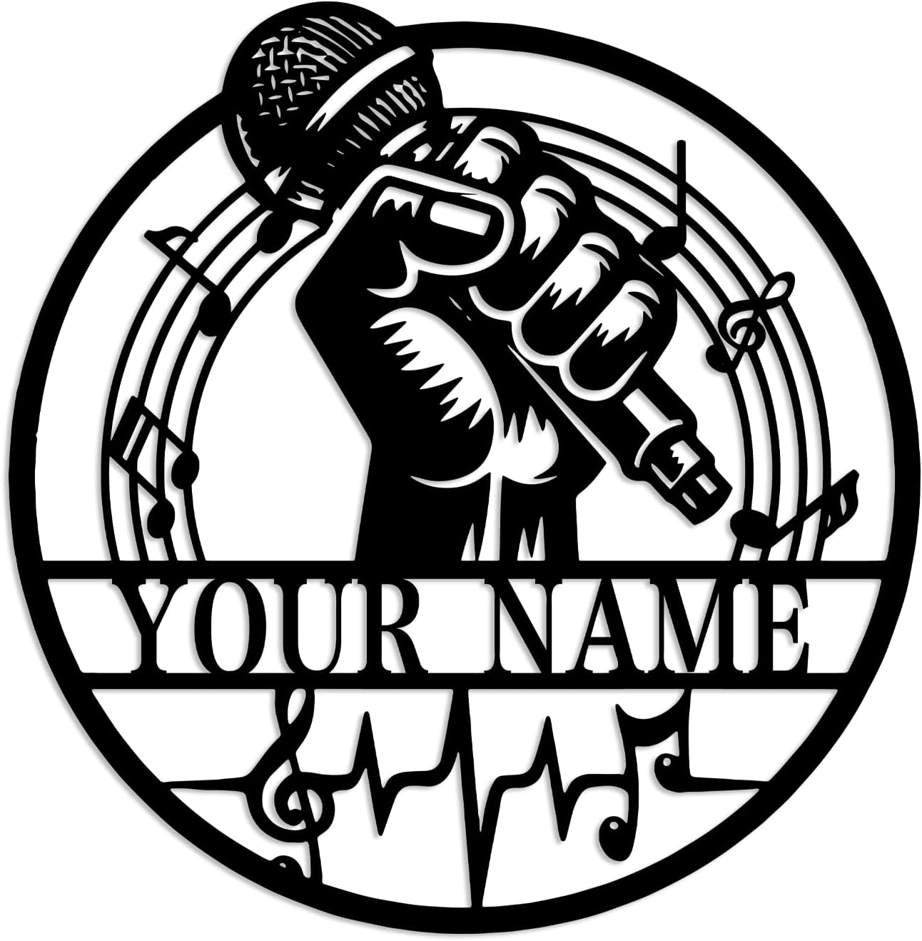 Amazon.com: Custom Microphone in Hand Metal Art Wall Decor ...