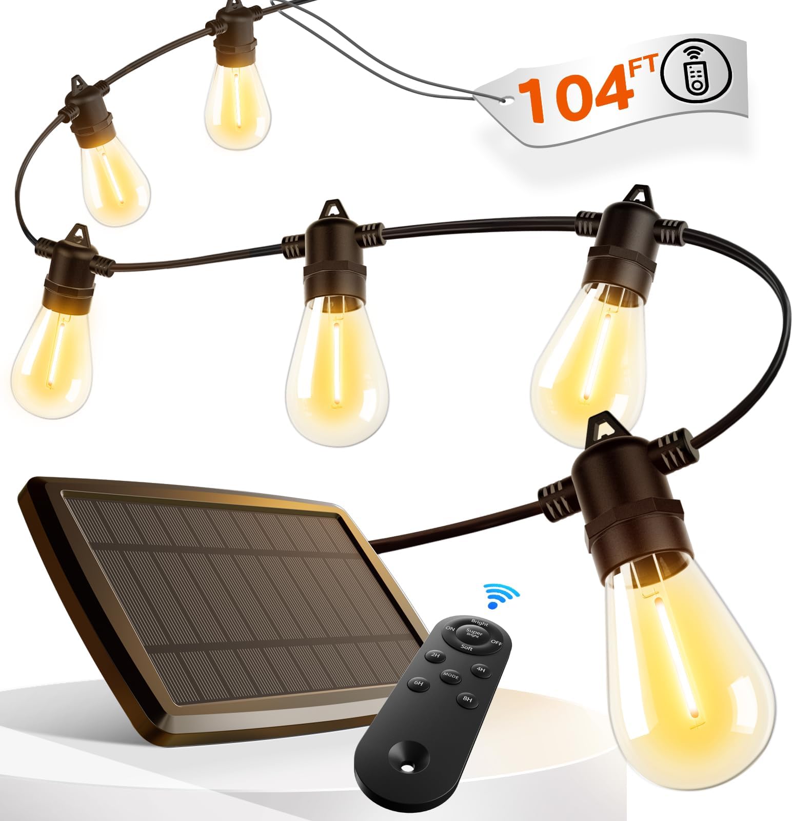 addlon 102FT(96+6) Solar String Lights Outdoor Waterproof with USB Port ...