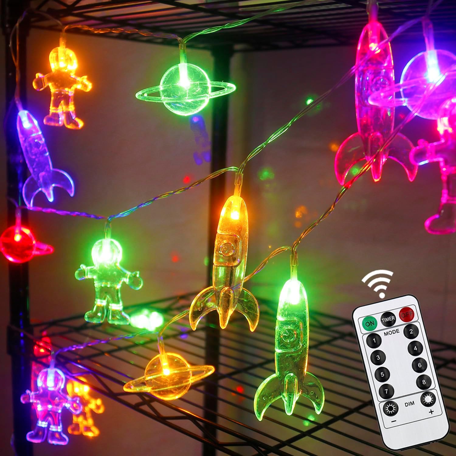 Xingpold Led Lights String for Kids Bedroom Decor with 20 LED 3D Rocket ...
