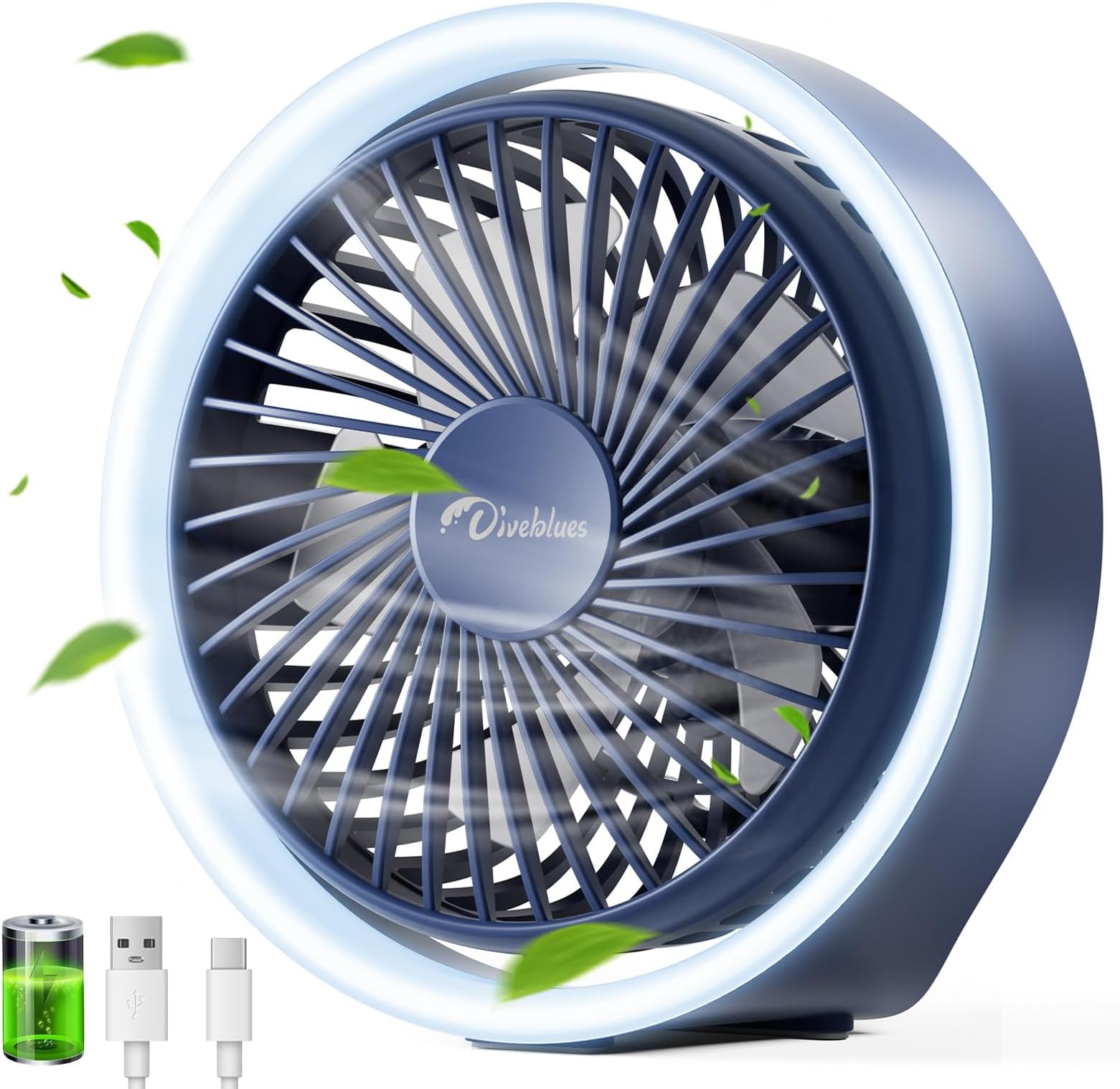 EasyAcc USB Desk Fan, USB Fan Silent Powerful [Strong Wind Ultra Quiet ...