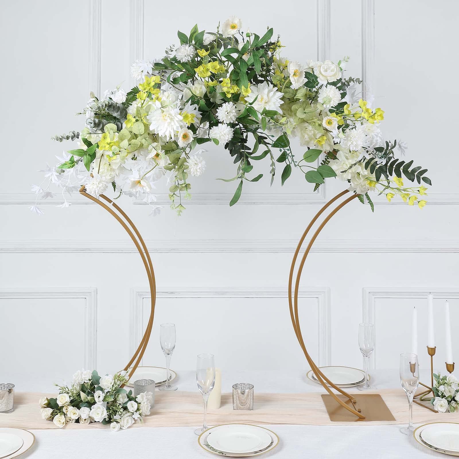 Amazon.com: Tableclothsfactory 38" Gold Metal Floral Arch Frame Wedding ...