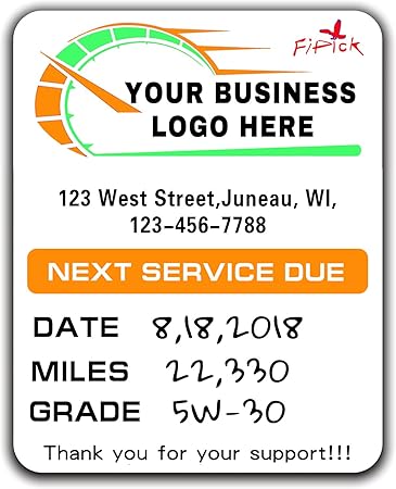 Amazon.com: Custom Oil Change Stickers with Your Logo - Personalized ...