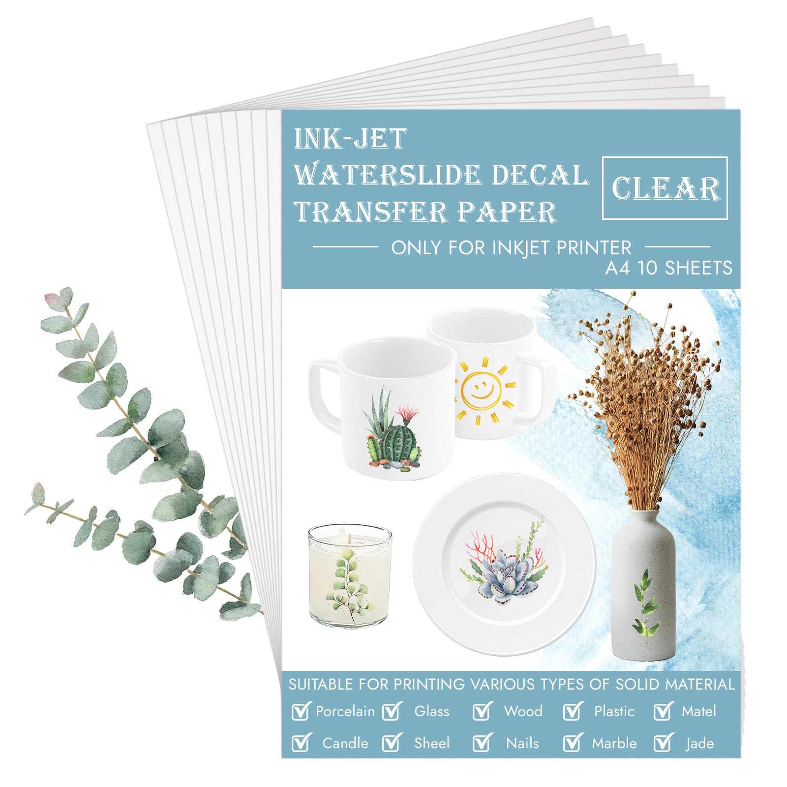 Amazon.com: 10 Sheets Waterslide Decal Paper, Decal Paper for INKJET ...