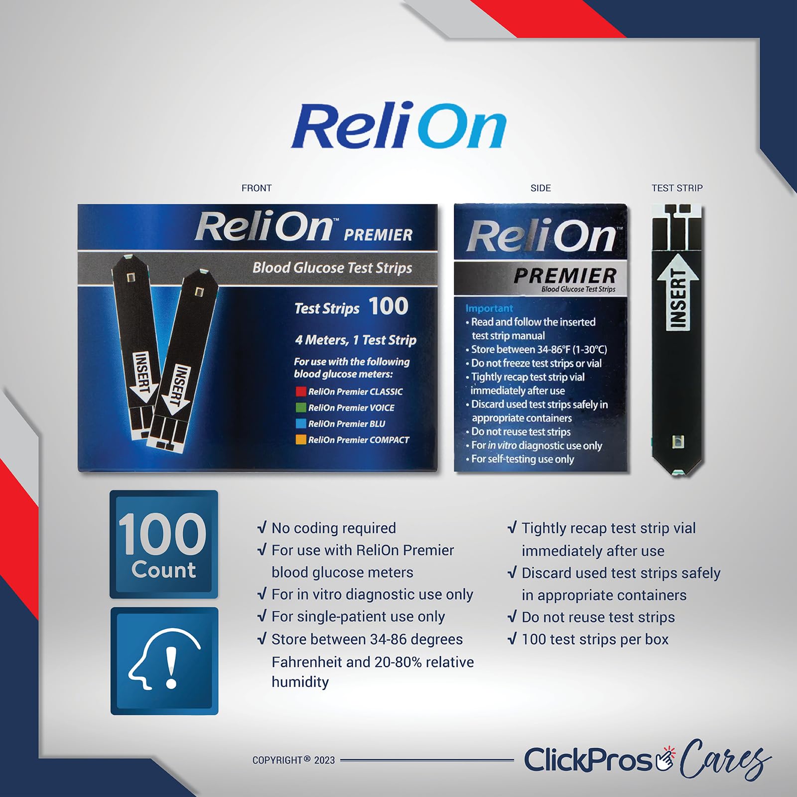 Snapklik.com : ReliOn Reli On Premier Blood Glucose Test Strips Bundle ...