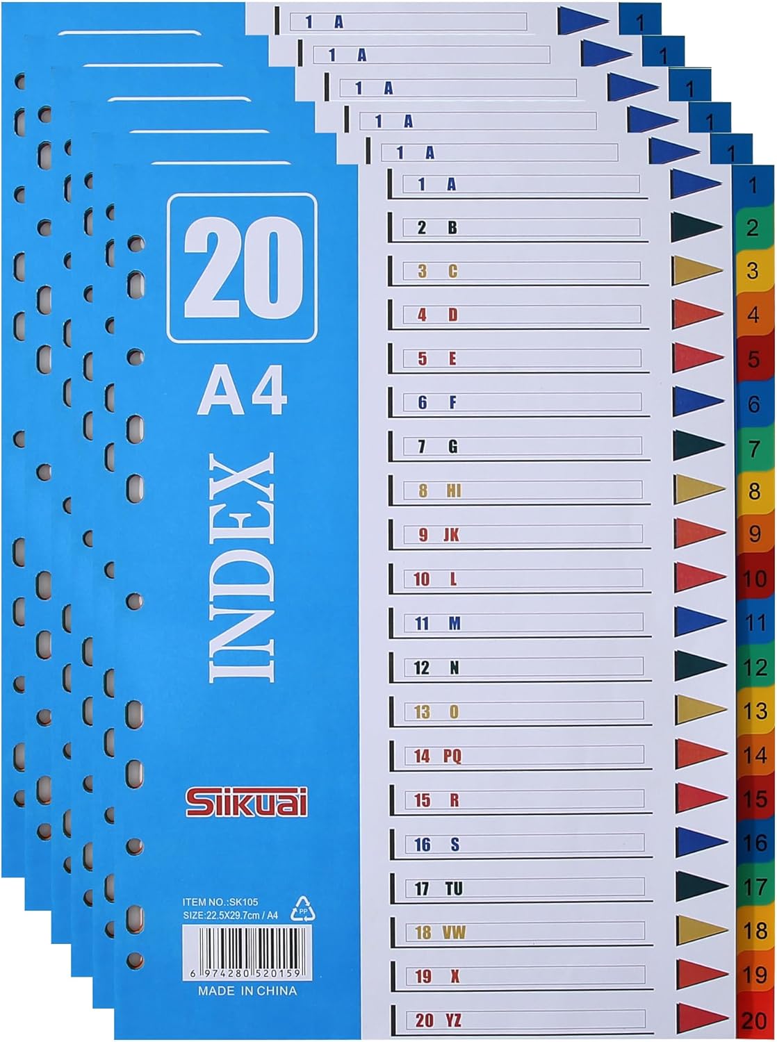 1-20 Part File Dividers A4,【6Pack】Plastic Folder Dividers with ...