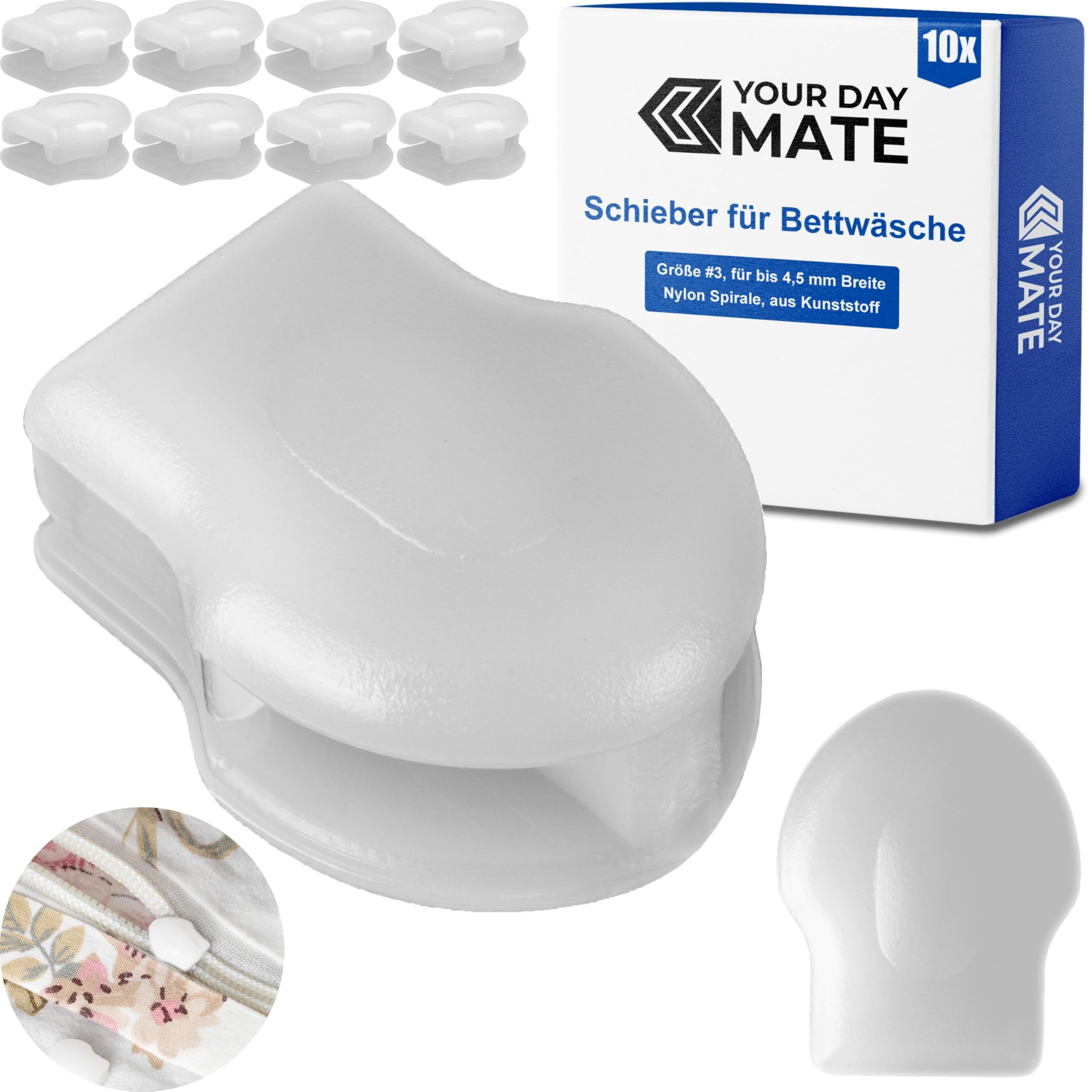 Slider for Bed Linen Zip, Size 3, for 4.5 mm Wide Nylon Spiral, Pack of ...