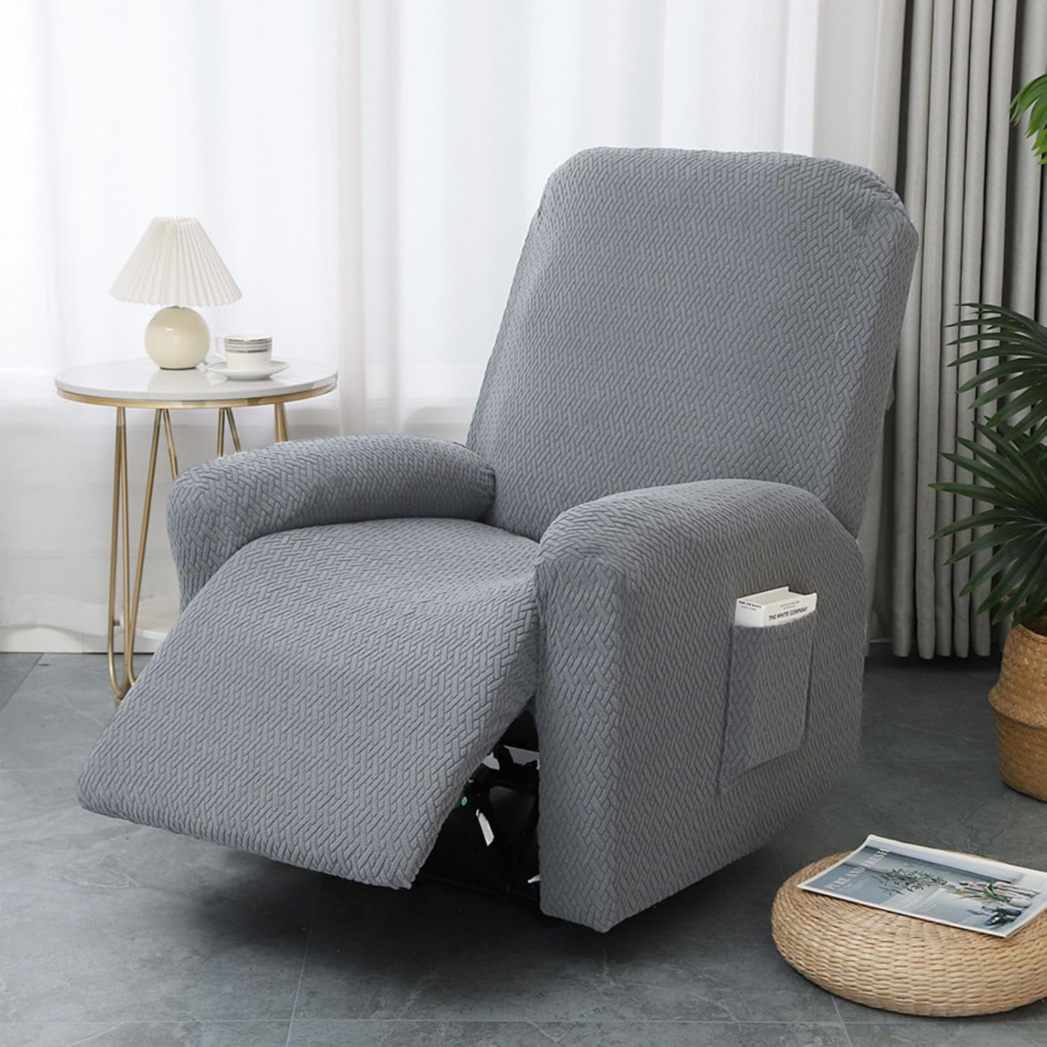 Amazon.com: Stretch Recliner Chair Covers with Pocket 4 Piece, Chair ...