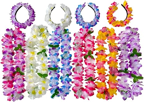 Amazon.com: 10 Counts Hawaiian Leis Necklace Leis Headbands Leis ...