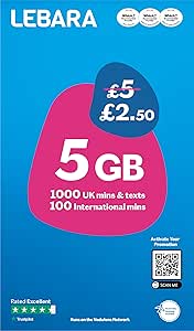 Lebara Mobile SIM Card: 5GB Data SIM Only Plan for £2.50, Half Price ...