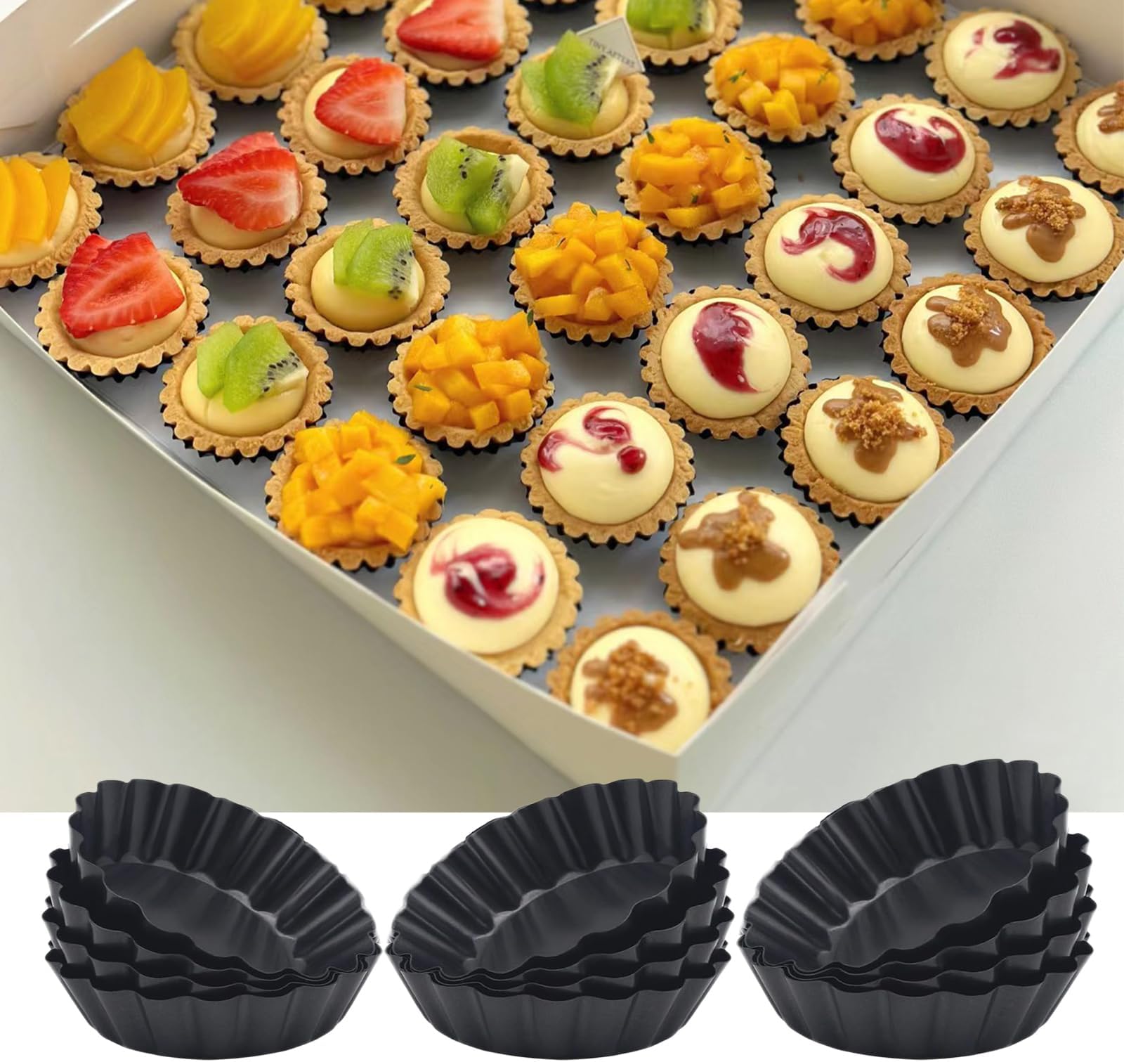 Amazon.com: CULIMI Egg Tart Pans - Mini Form Set 20 Pastry Shells Mold ...