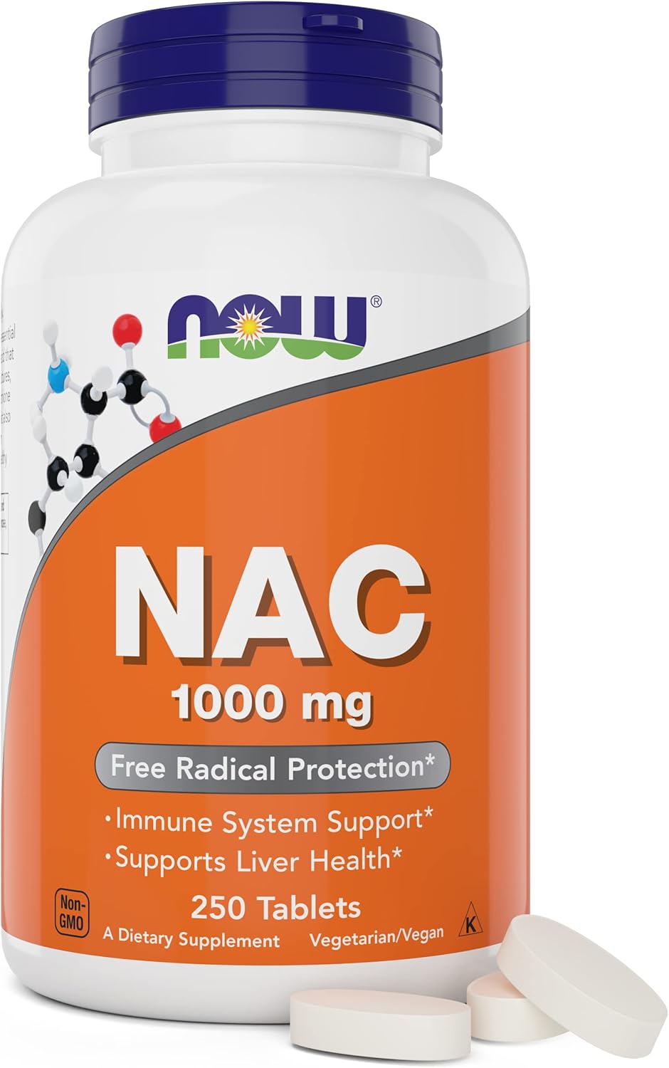 Now Foods NAC 1000 mg, 250 Tablets, N-Acetyl-Cysteine Supplement 1000mg ...