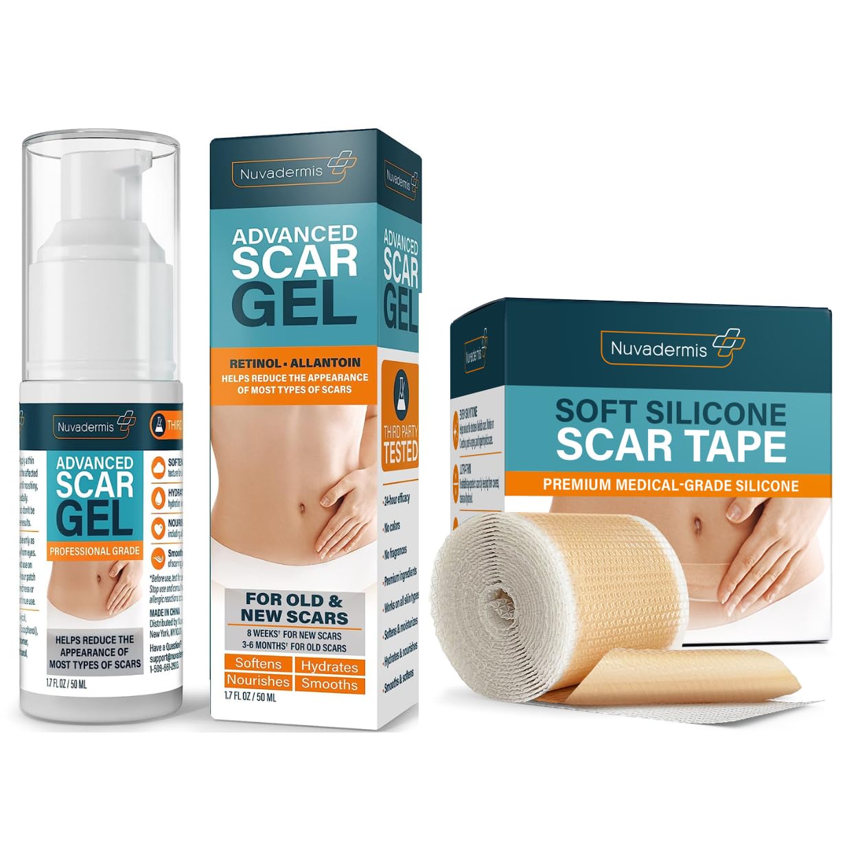 Amazon.com: Nuvadermis Scar Care Bundle - Advanced Scar Gel & Silicone Scar Tape : Health ...