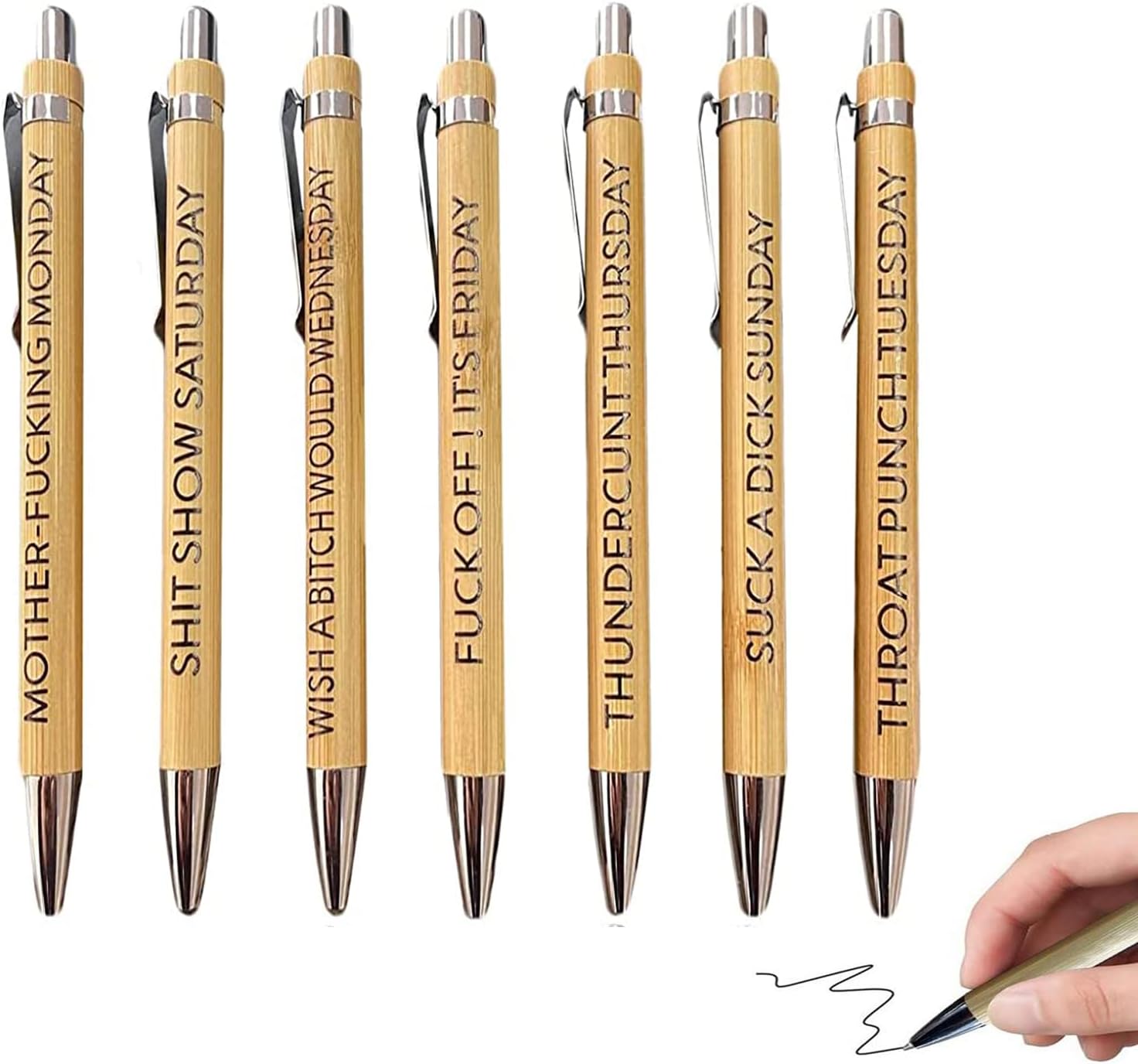 Amazon.com : QPEY 7Pcs Sarcastic Pens, Swear Word Daily Pens Set, Funny ...