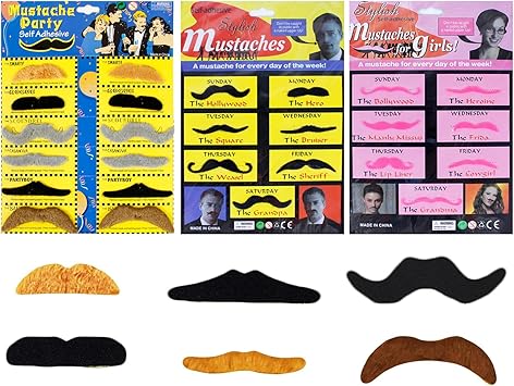 Embhlitfe 26 Pcs Fake Moustache,Stick on Moustache Fancy Dress ...