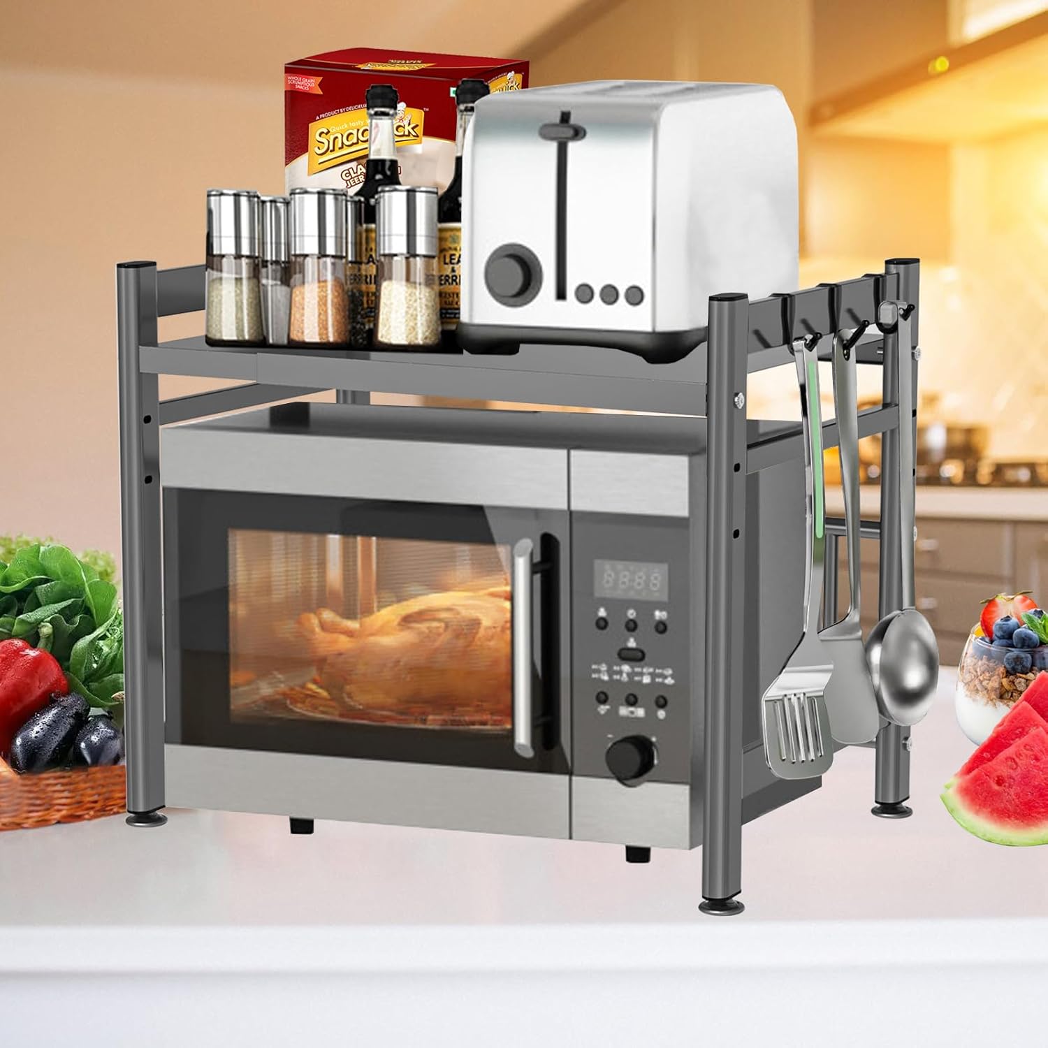 Amazon.com - YYTSGG Expandable Microwave Oven Rack, 2-Tier Adjustable ...