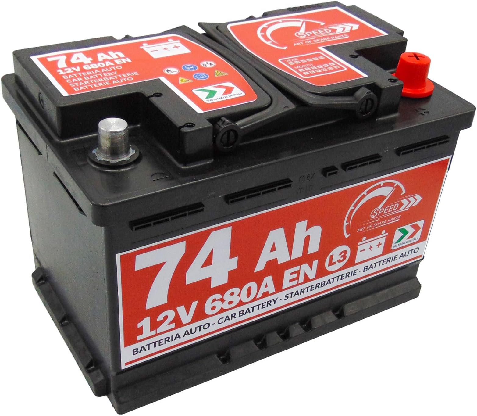 Amazon.fr : Speed - SMC - Batterie de voiture 12 V 74 Ah 680 A - pôle ...