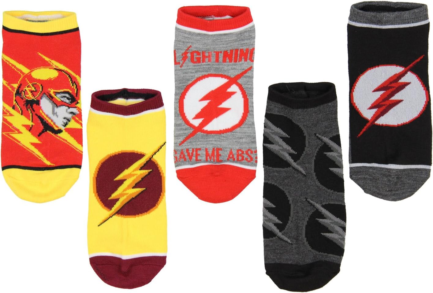 Amazon.com: DC Comics The Flash Lighting Logo 5 Pair No-Show Ankle ...