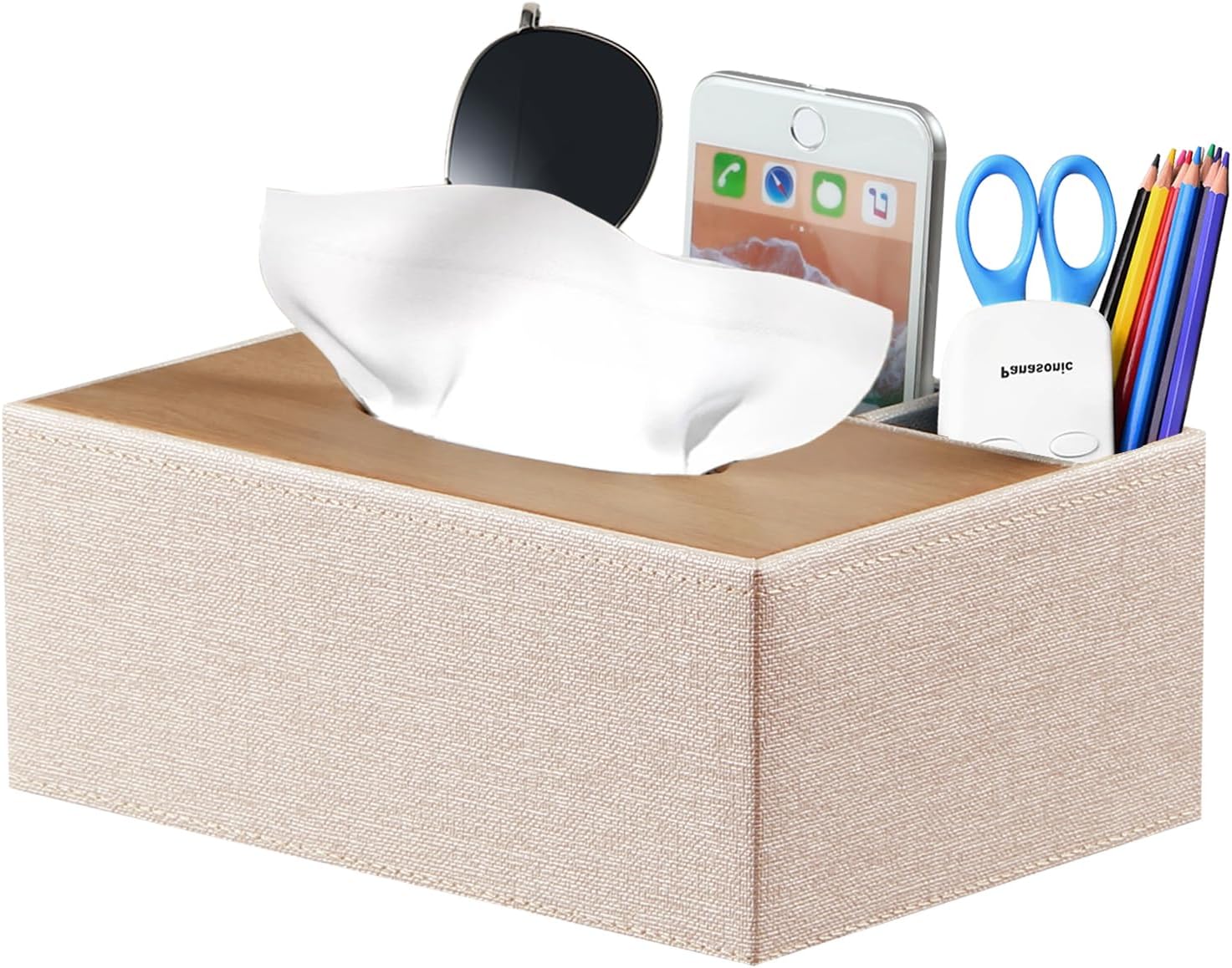 Amazon.com: PU Leather Rectangular Tissue Box Cover - Multifunctional ...