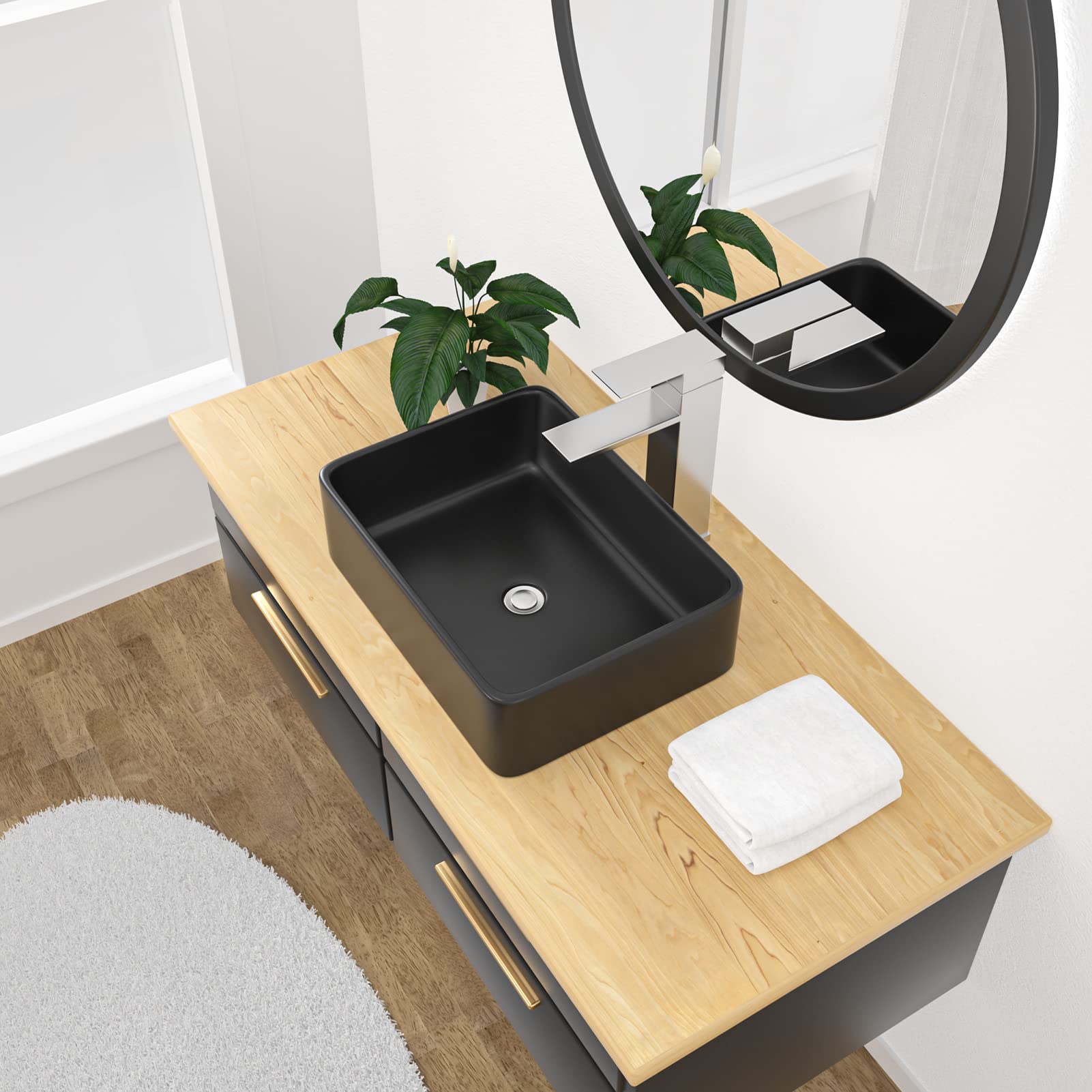 Vessel Sink Rectangular - Kichae 19"x15" Modern Bathroom Rectangle ...