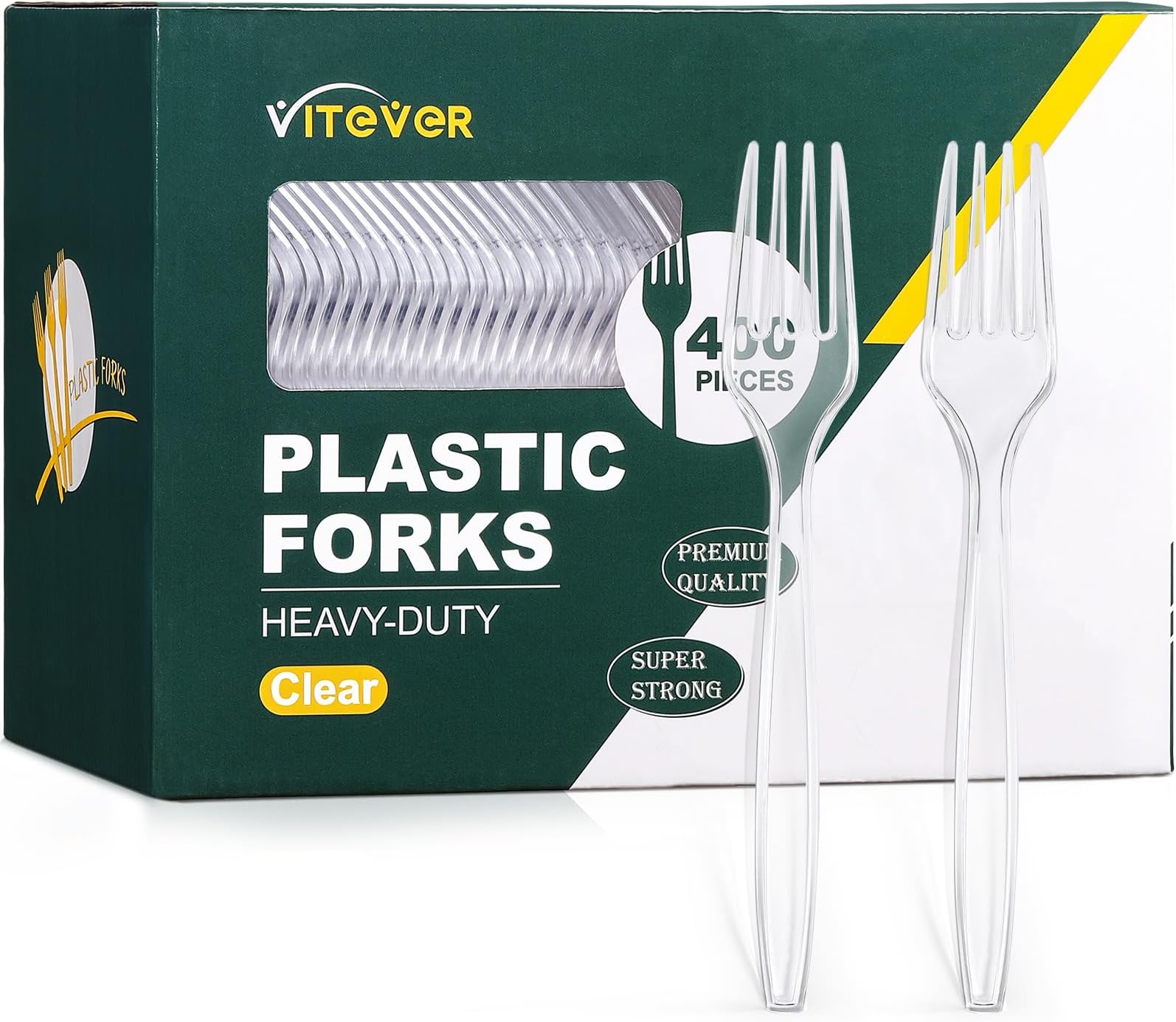 Amazon.com: [100 Count] Clear Plastic Forks Heavy Duty, Premium ...