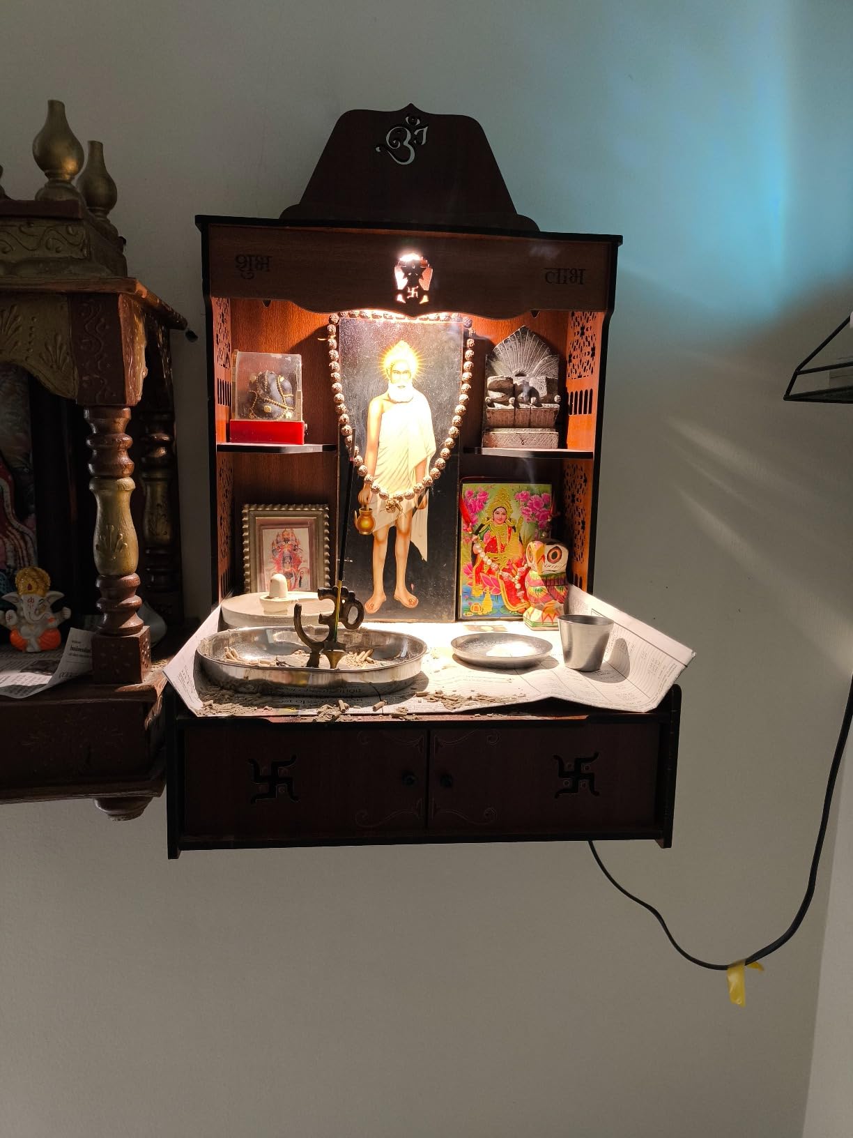 Townside® Wooden MDF Temple Mandir for Home & Office for Floor & Wall ...