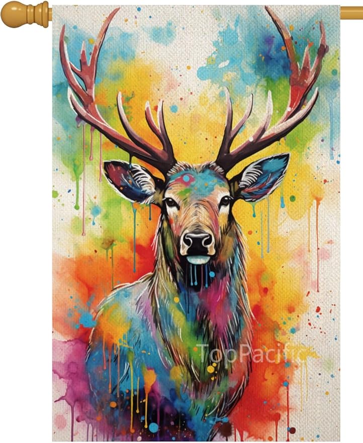 Amazon.com : TopPacific Elk Garden Flags Premium Vintage Watercolor ...