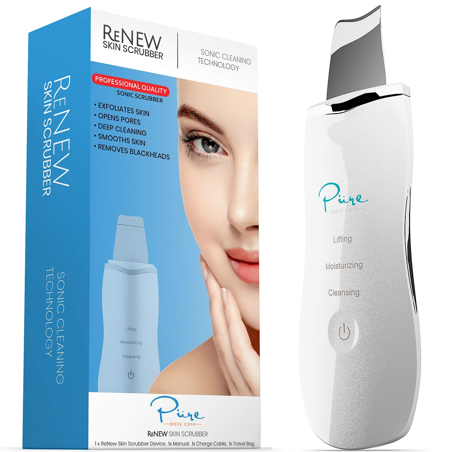 Amazon.com: ReNew Skin Scrubber Professional Sonic Facial Exfoliation ...