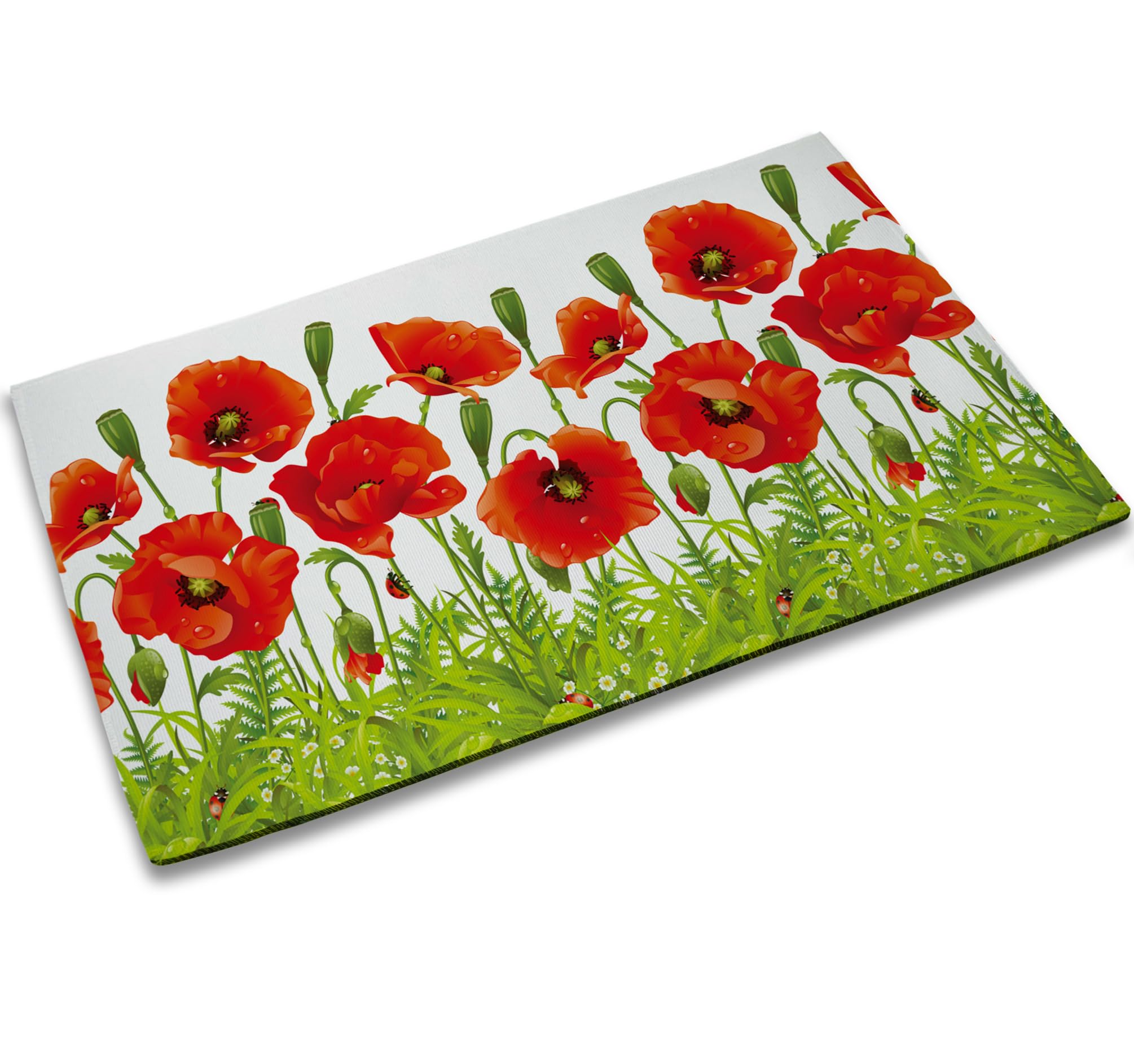 Amazon.com: TUBAMQ Red Poppy Door Mat 17 x 30 Inch,Welcome Doormat ...