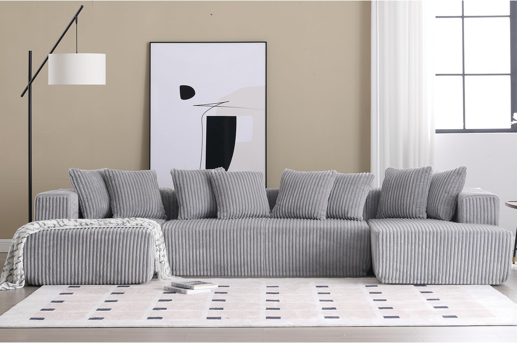 Amazon.com: VnndeNest 131" Modular Sectional Couch, Comfy Corduroy ...