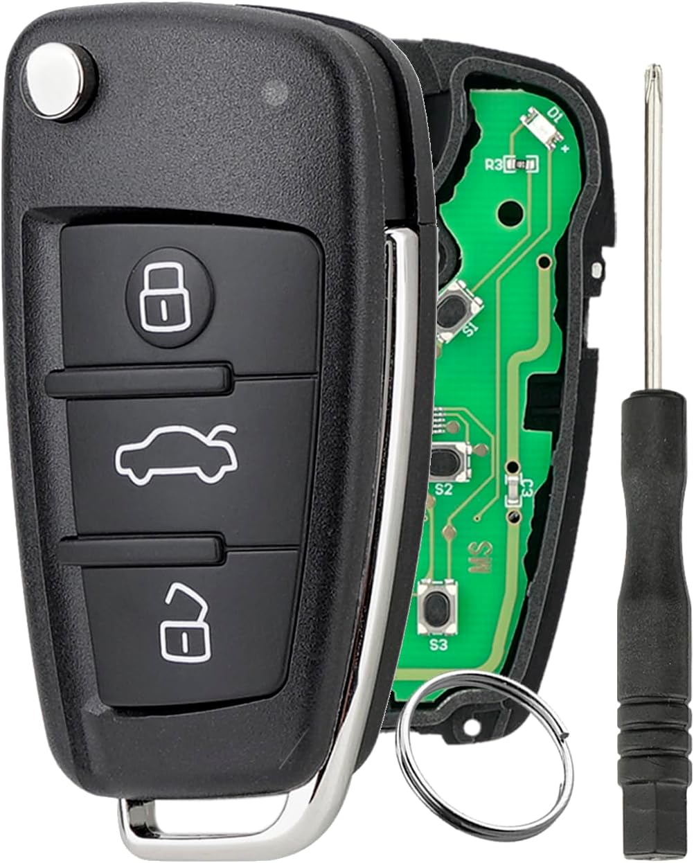 434MHZ Car Flip Key Remote Control for Audi A3 S3 A4 S4 TT 3 Push ...