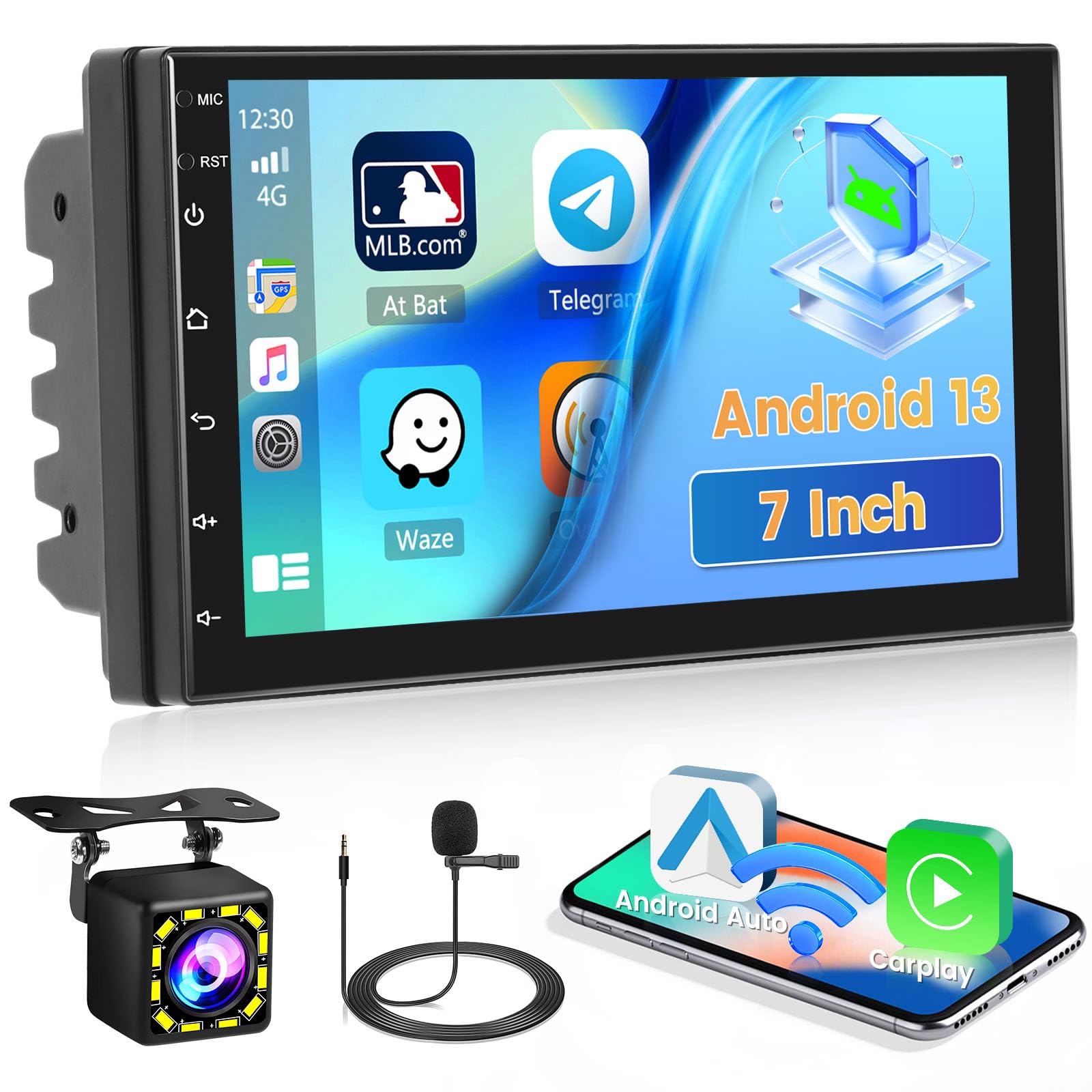 Snapklik.com : Android Car Stereo Double Din Radio, 7 Inch Touchscreen ...